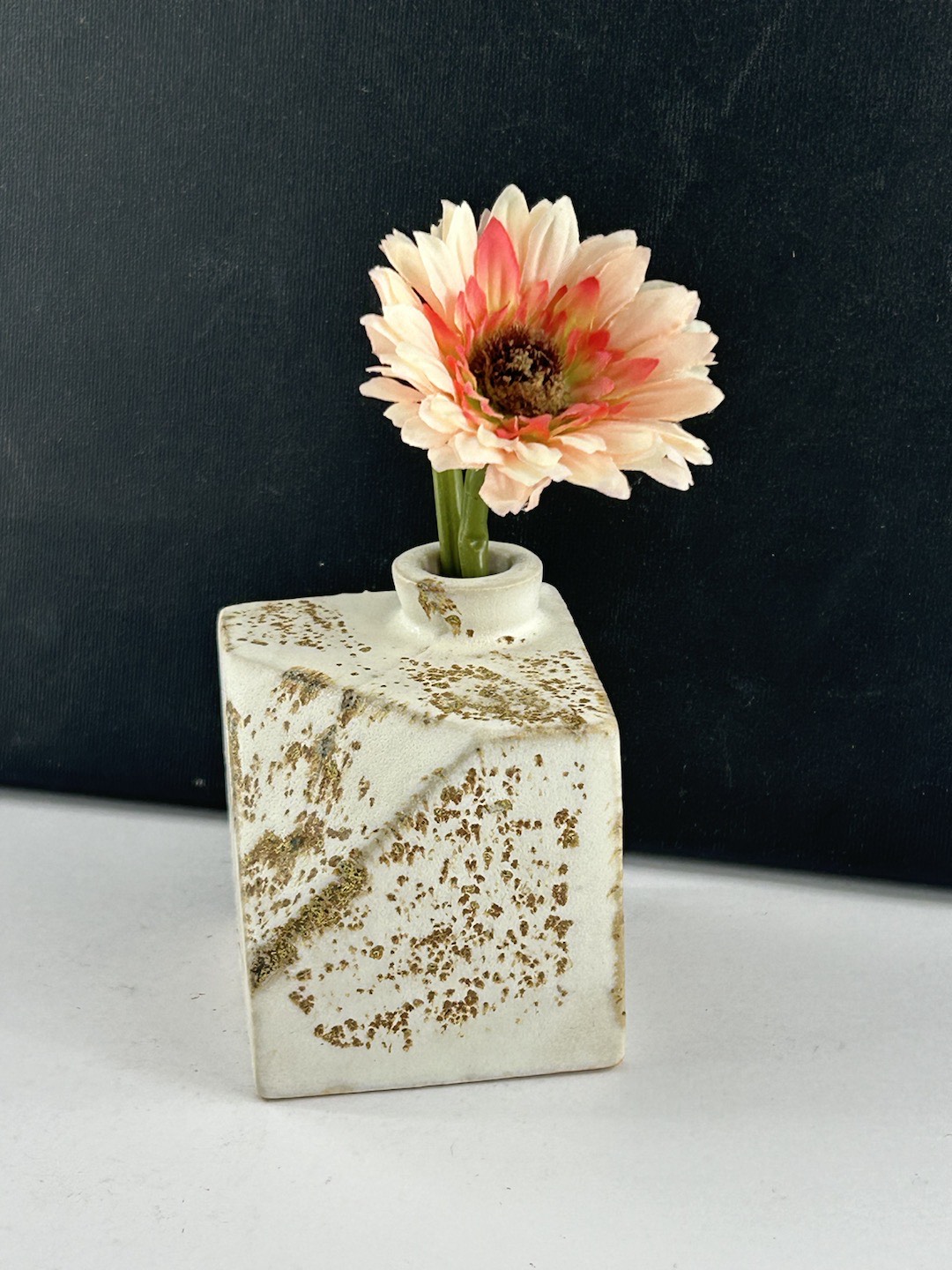 Vintage Studio Pottery Asymmetrical Cube Bud Vase Sweden