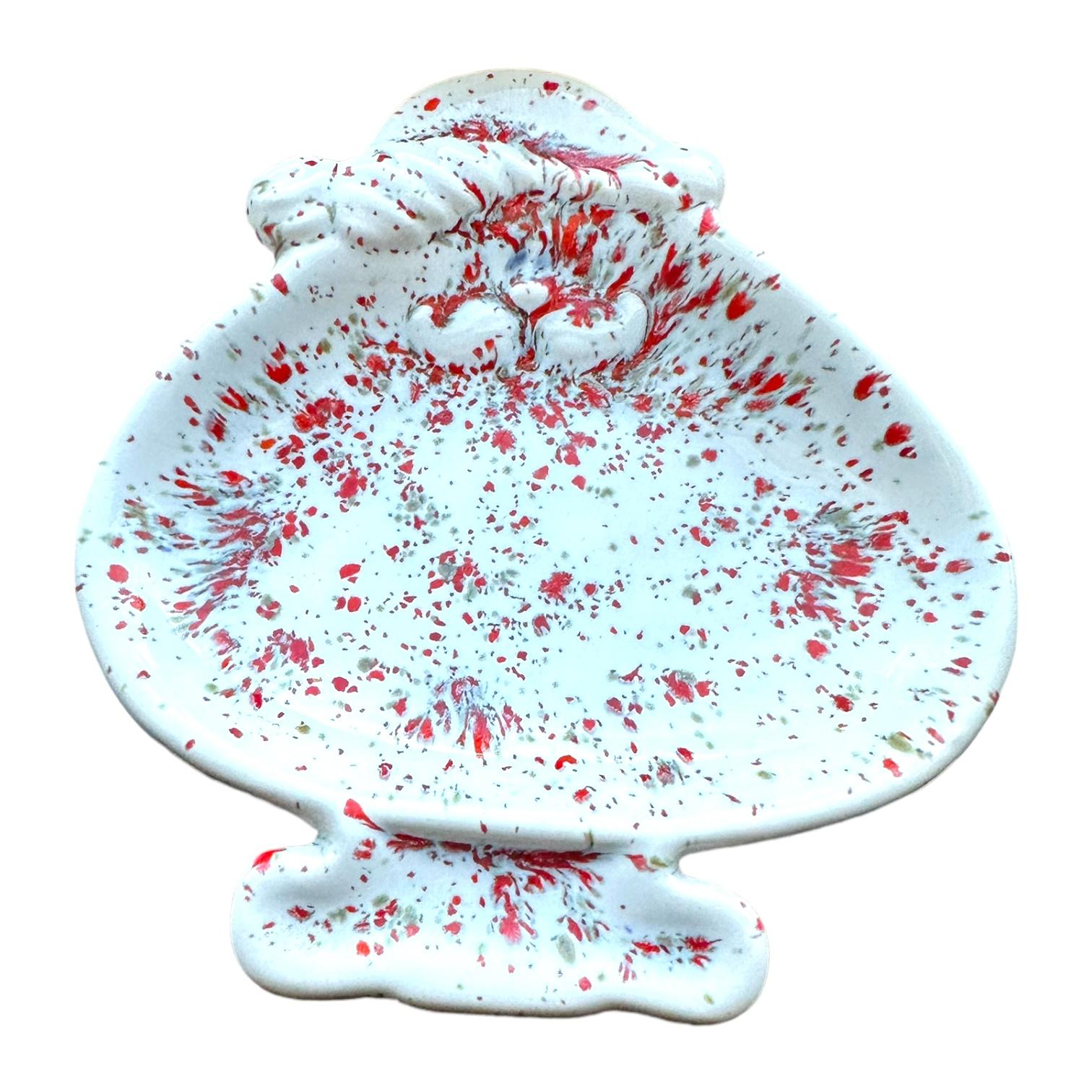 MCM Drip Glaze Splatter Paint Speckled Ceramic Christmas Santa Trinket ...