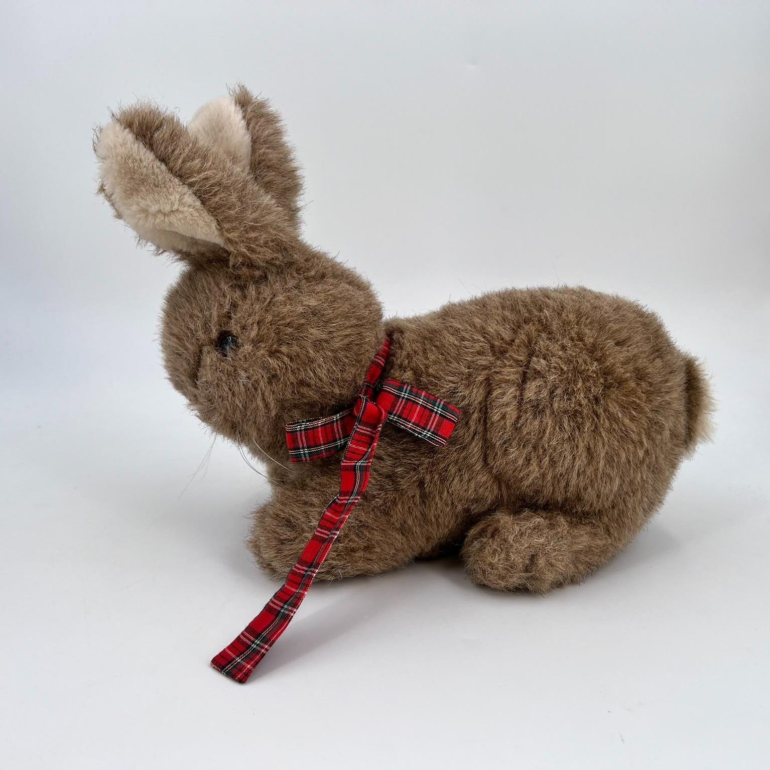 Brown Dakin Easter Bunny Rabbit Plush Stuffed Animal w/Bow Vintage 1986 10"