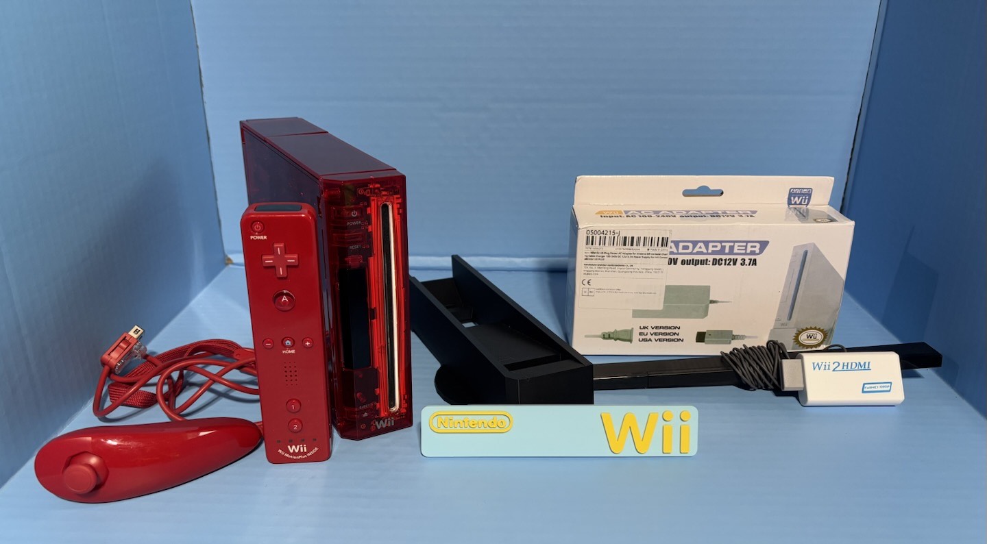 Transparent Red Wii Console Verified Working w/ HDMI Adapter- Region ...