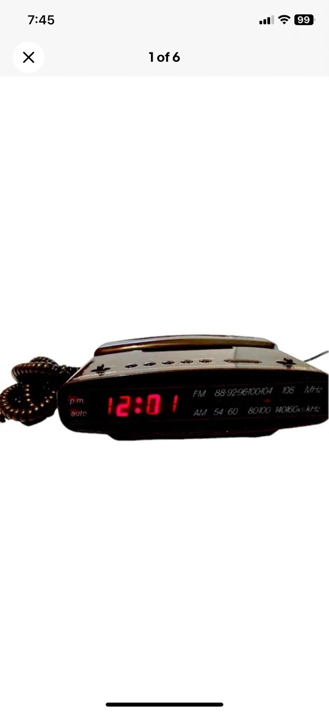 Vintage Brown Soundesign Morning Call 7535 Alarm Clock Phone Radio AM FM.