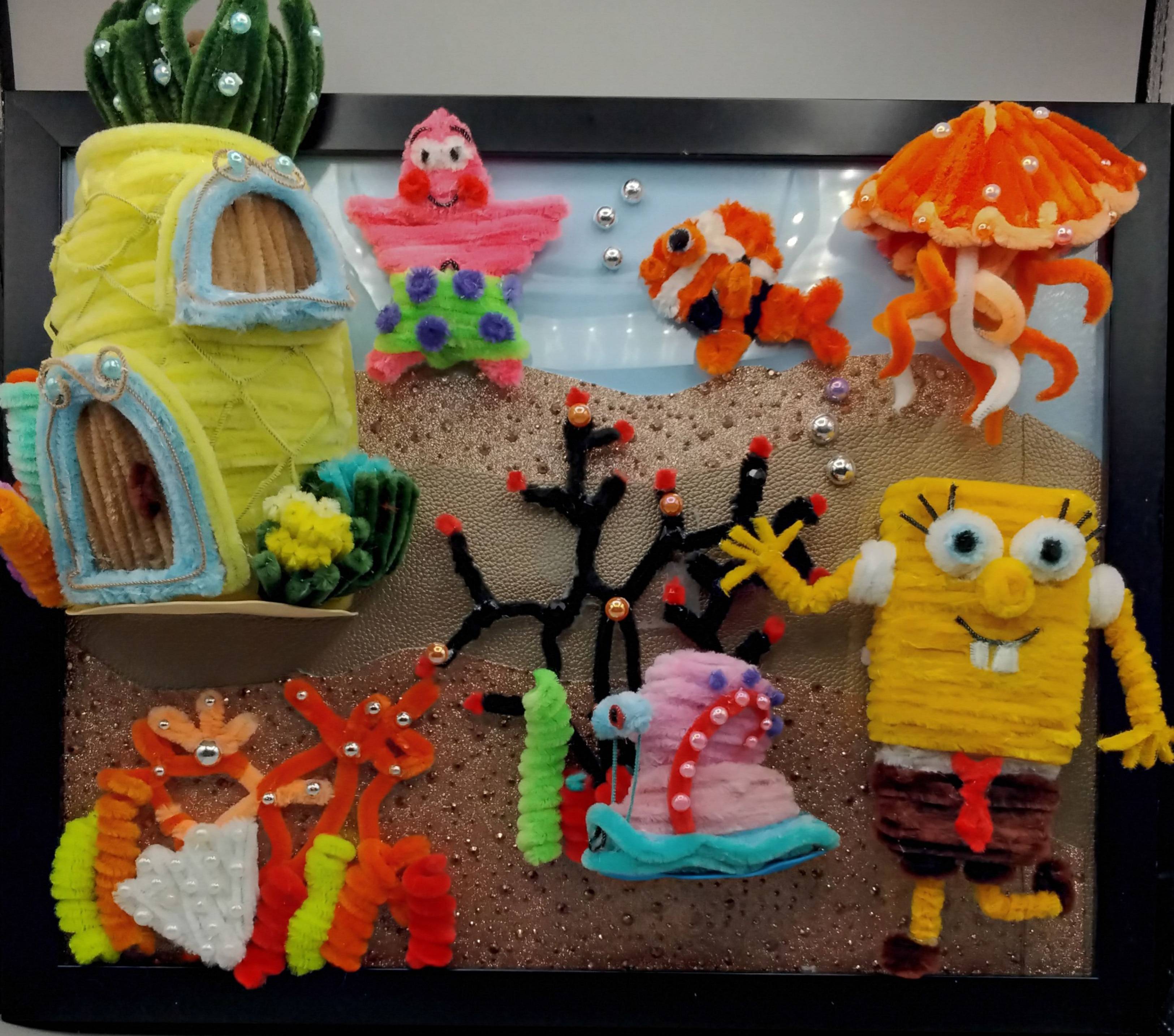 Pipecleaner Art, Spongebob SquarePants, Under Water Scene