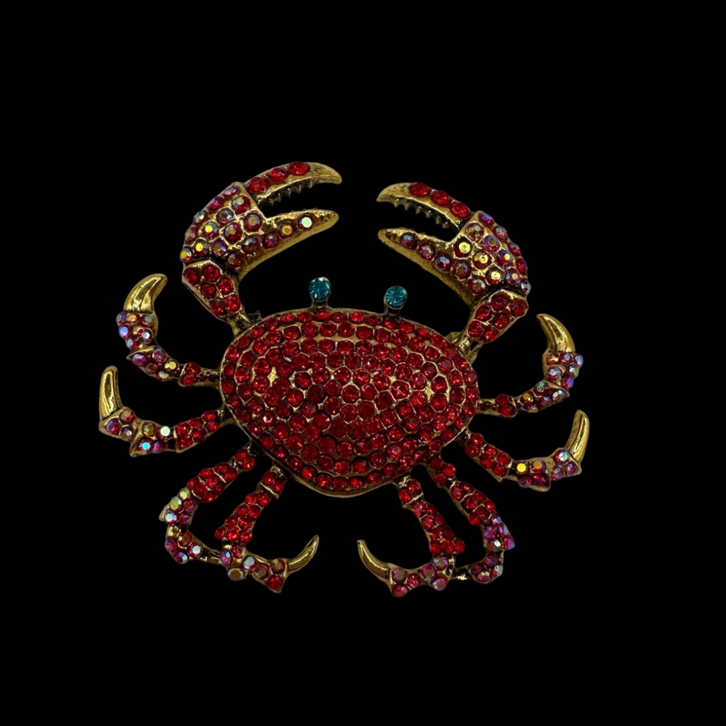 Red Stone crab Brooch