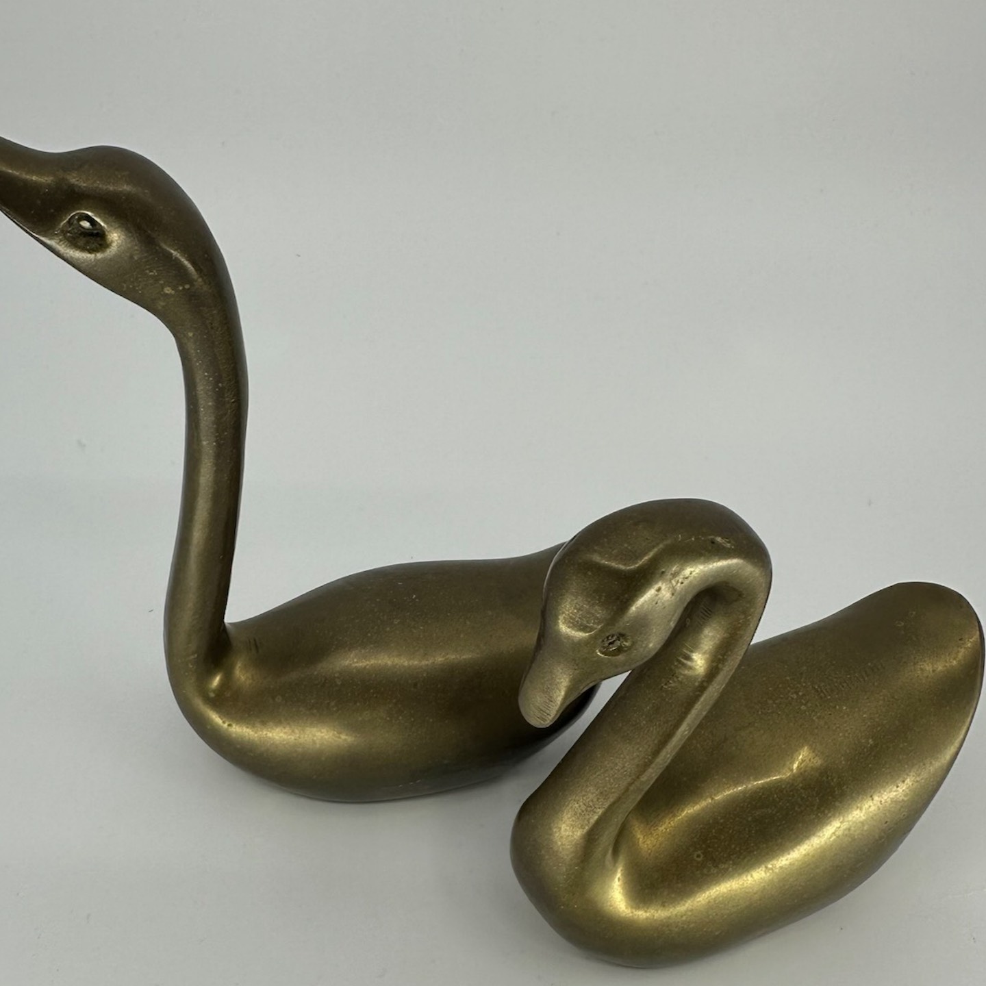 Set/2 Vintage Solid Brass Swans