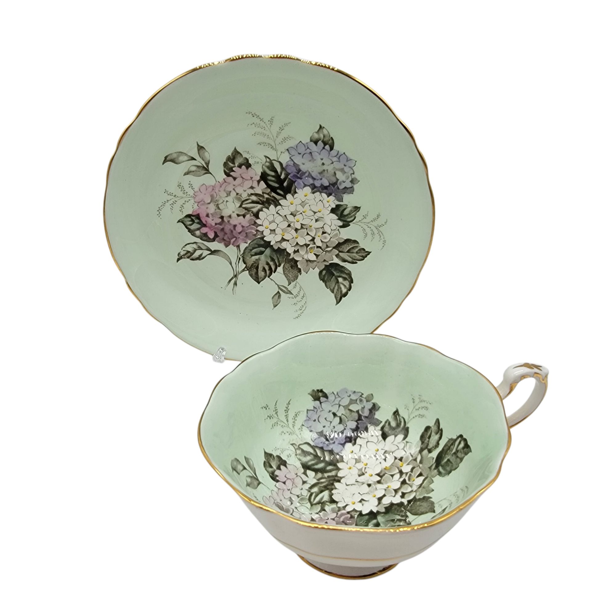 Paragon Green Hydrangea Double Warrant Bone China A1427 Footed Teacup ...