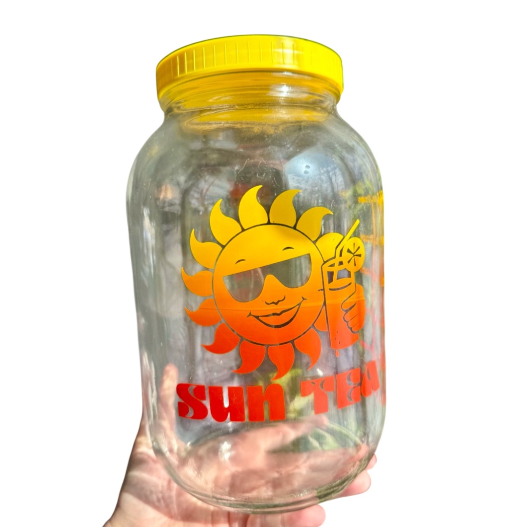 Vintage 70’s Anchor Hocking SUN TEA Large Glass Jar Gallon Jug with Lid ...