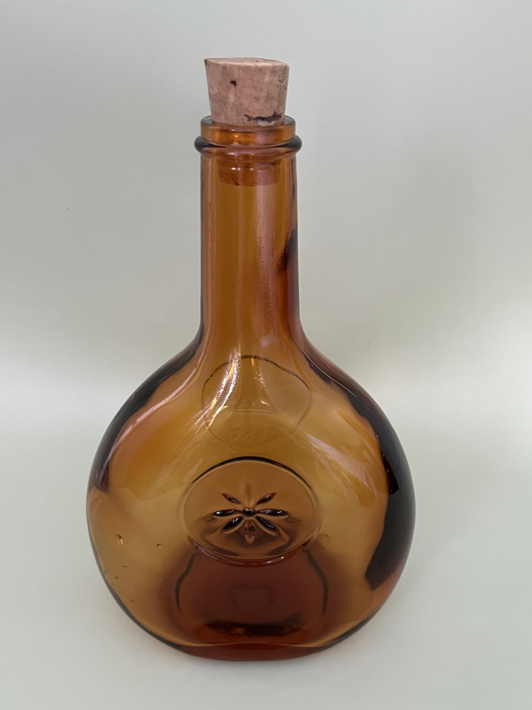 Vintage Wheaton Amber Glass Flower Bottle Glassboro -Original Cork