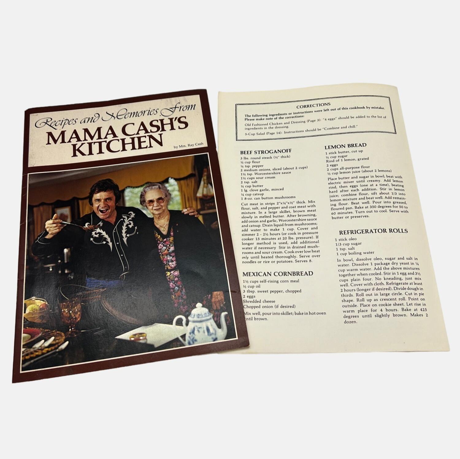 Recipes & Memories From Mama Cash's Kitchen Signed Cookbook 1985 Johnny ...