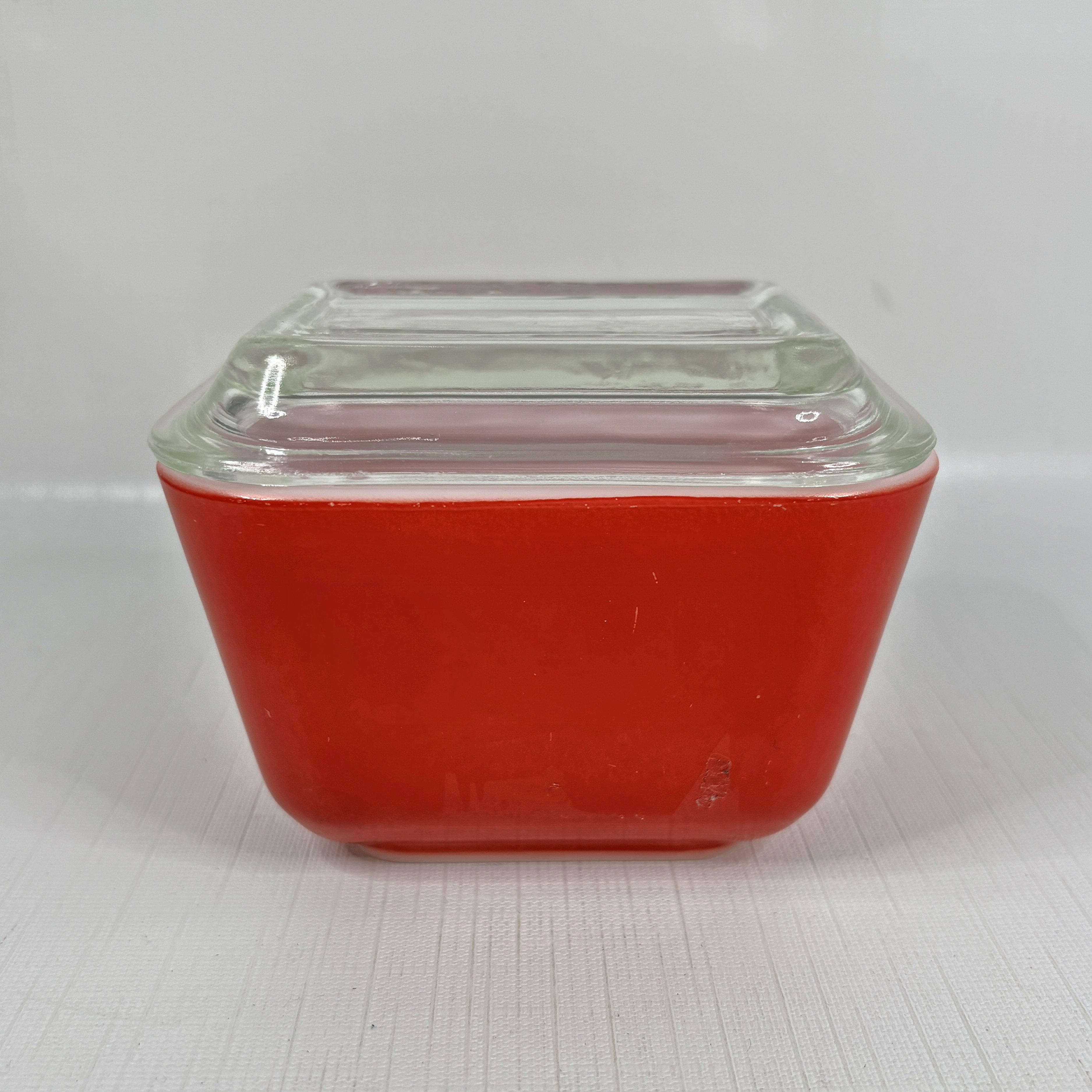 Pyrex Red Glass Refrigerator Dish Ribbed Lid 501 Ovenware Vintage Mid ...
