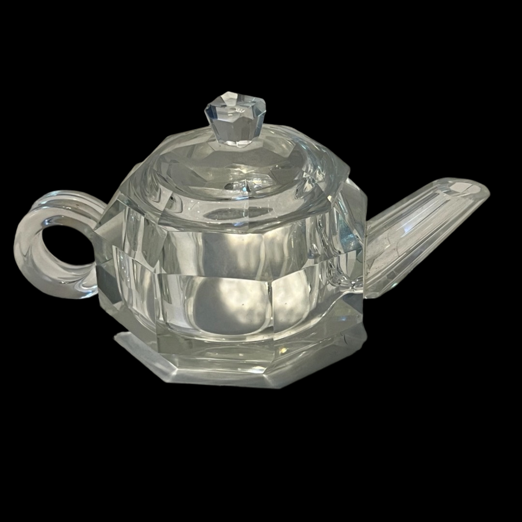 Glass tea pot, small teapot, miniature tea pot, cut glass teapot ...