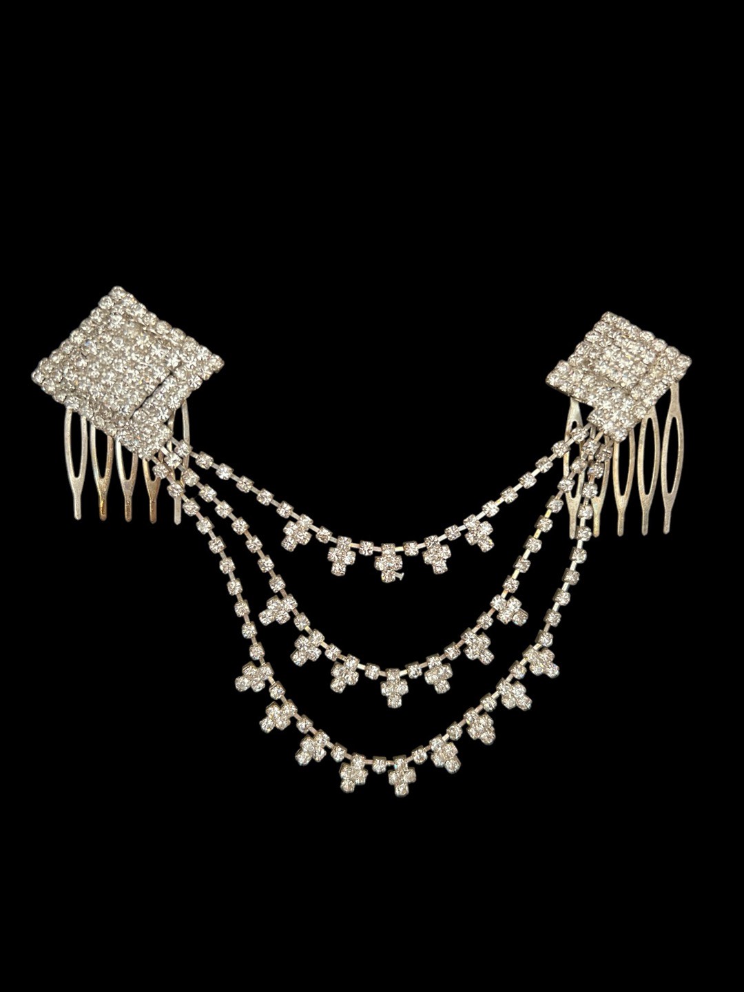 Lot Of 4 Bridal Formal Rhinestone Hair Combs