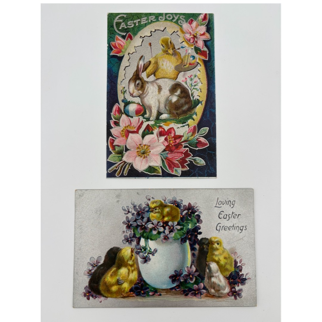 Antique Easter Postcards Lot of 2 - Embossed Rabbit Chicks - Unposted ...