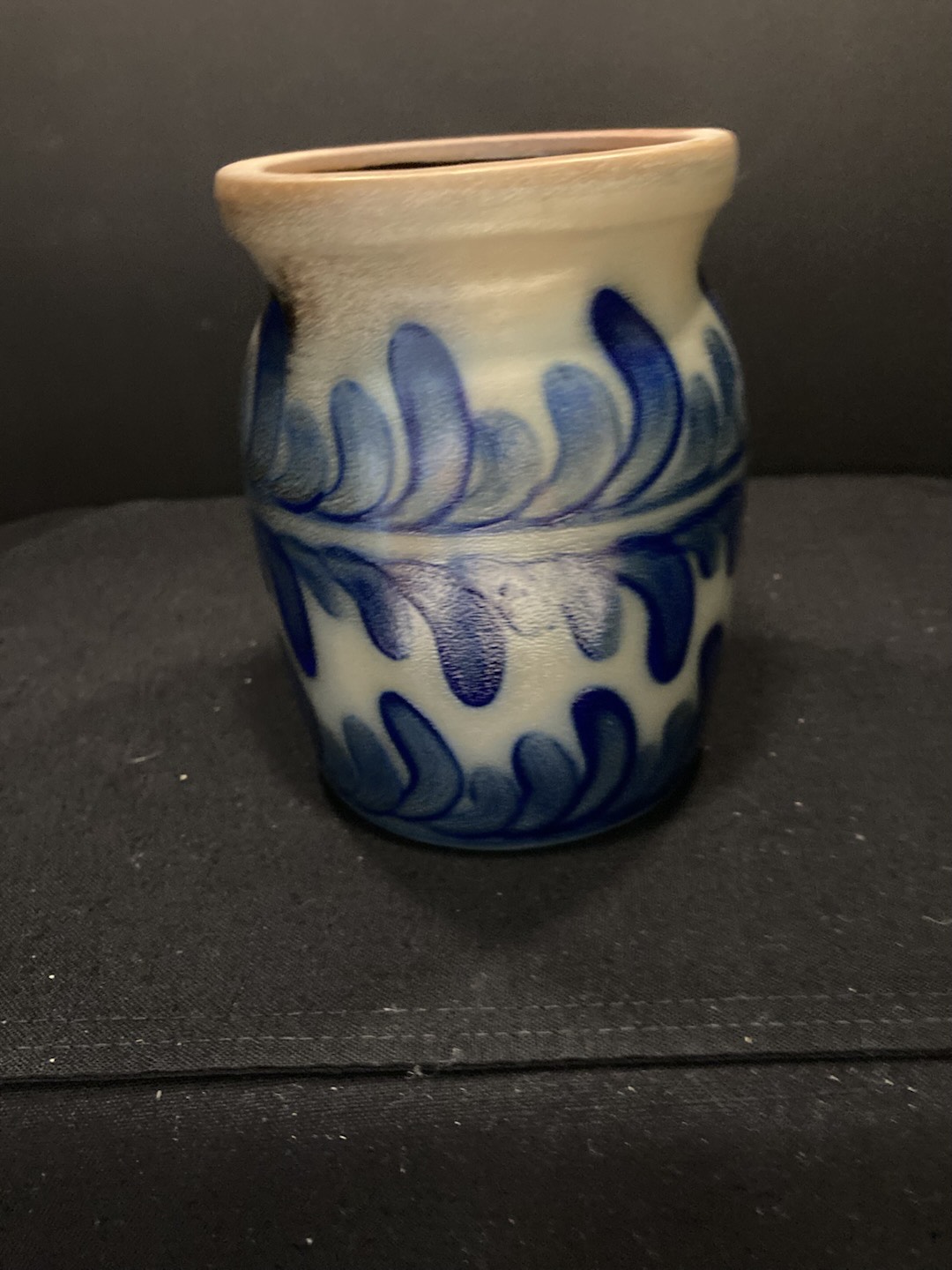 1992 Signed Salt Glazed Beaumont Brothers Pottery Blue Vase 5.5 Inches Tall