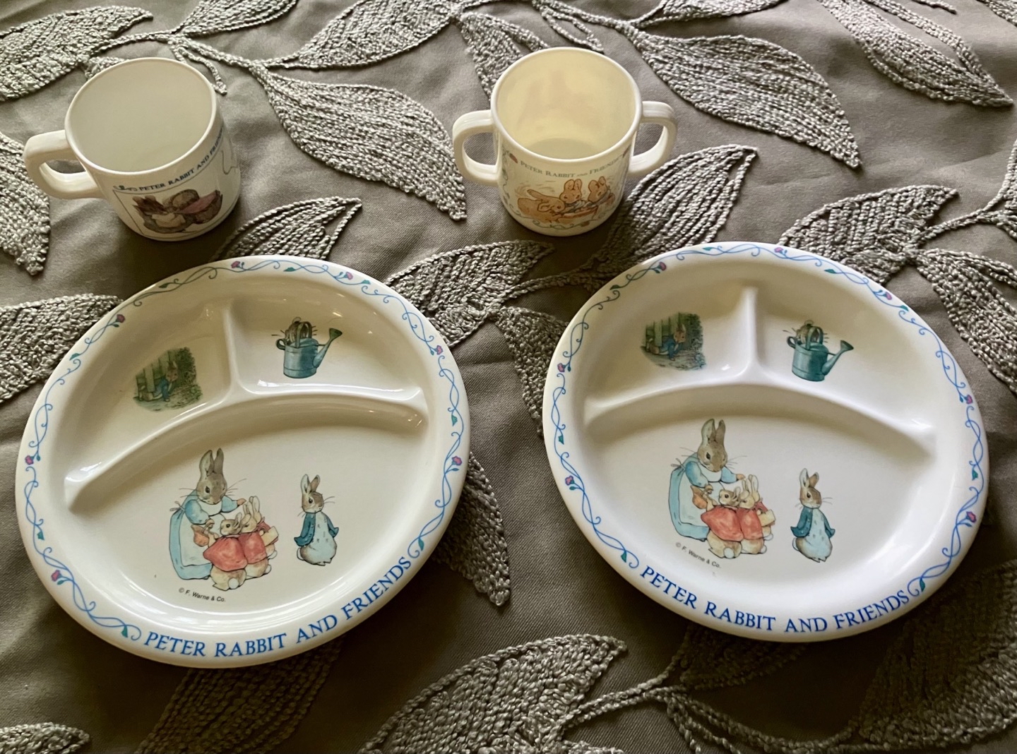 PETER RABBIT & FRIENDS Melamine Toddler Divided Dish Plates Cups ...