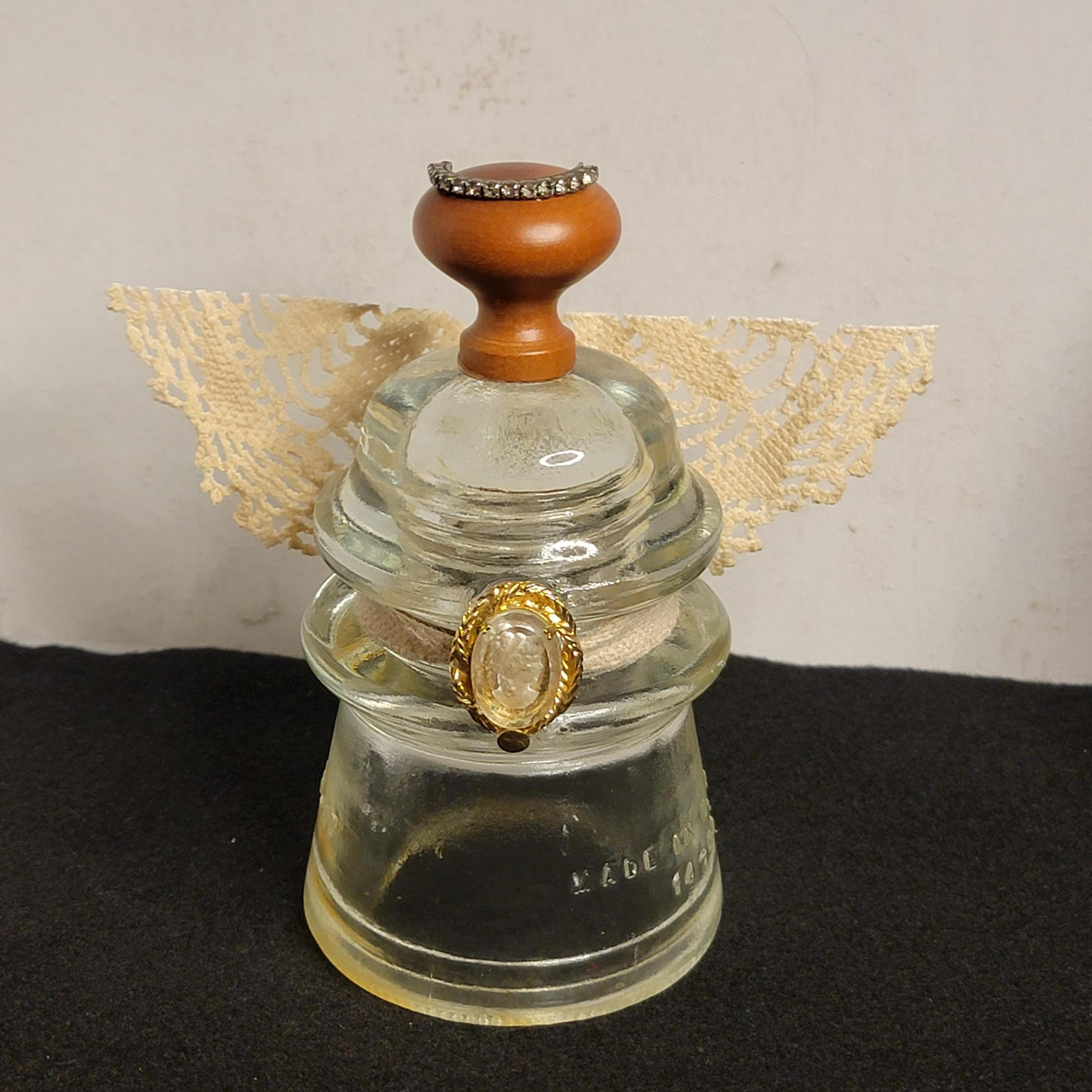 Vintage Glass Insulator Angel Figurine