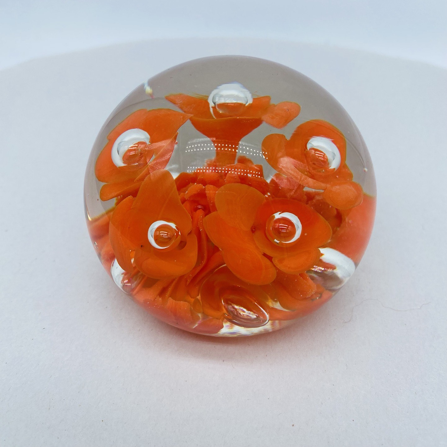 #29 - Paperweight Art Glass Maude And Bob St Clair 1976 Orange Floral ...