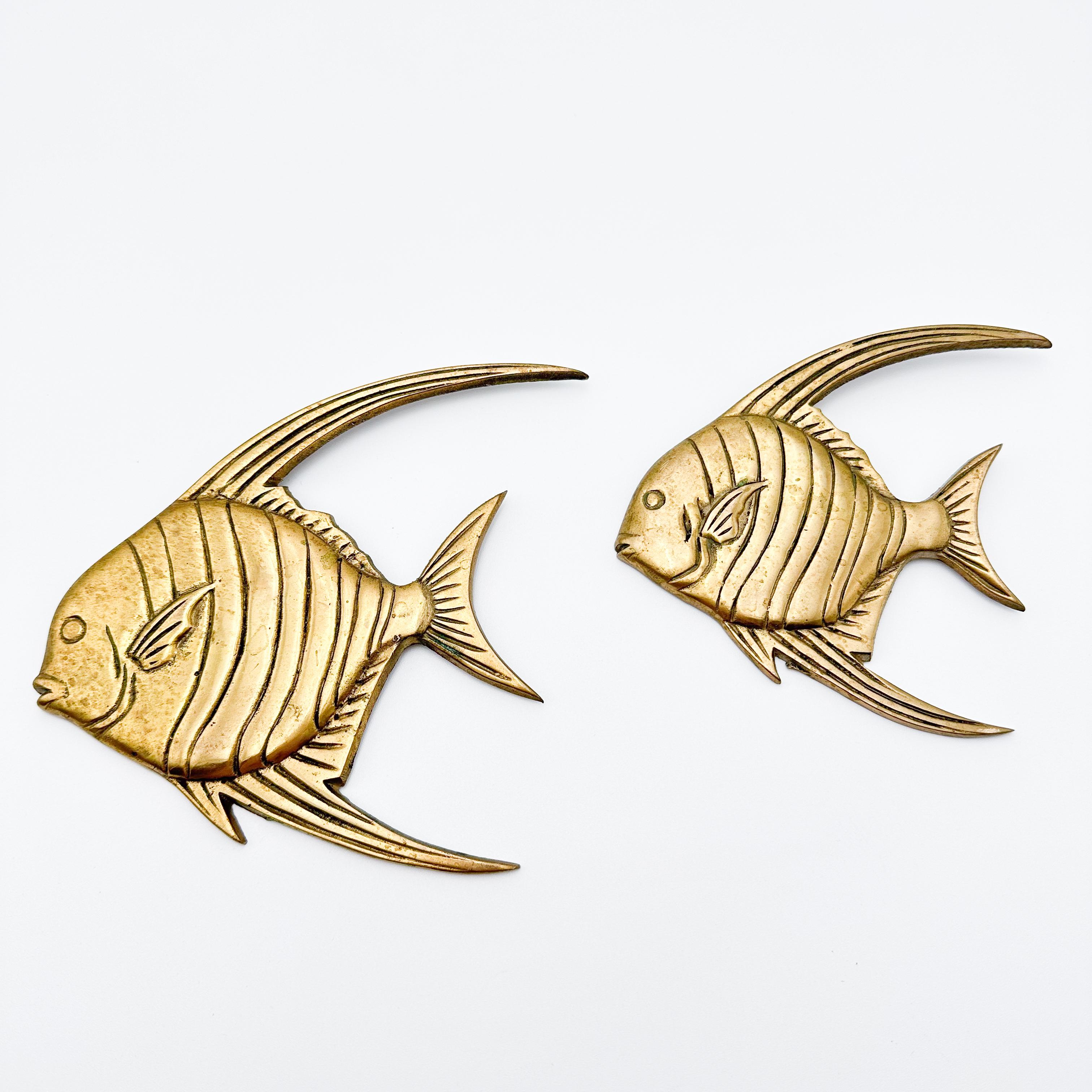 Brass Angel Fish Wall Decor Taiwan Vintage Set of 2