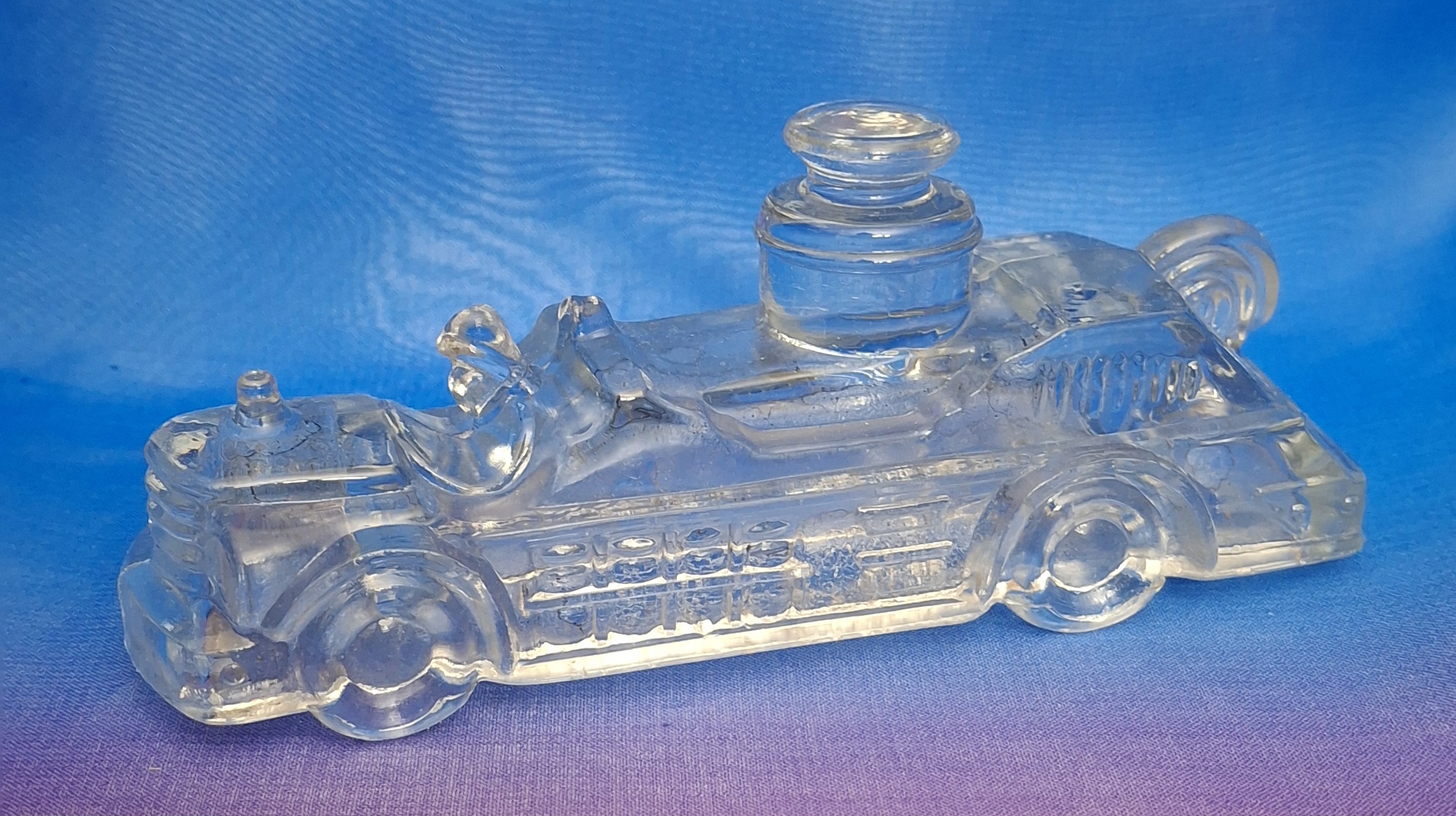 Vintage Pumper Fire Truck Glass Candy Container by Victory Glass