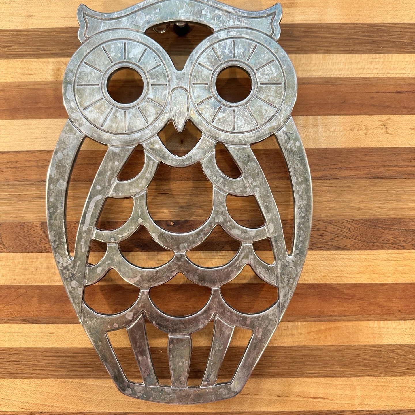 vintage Leonard Silverplate Owl Trivet.