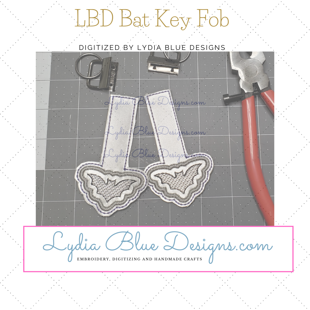 LBD Bat Key Fob In The Hoop Design DIGITAL Content Only - not a ...