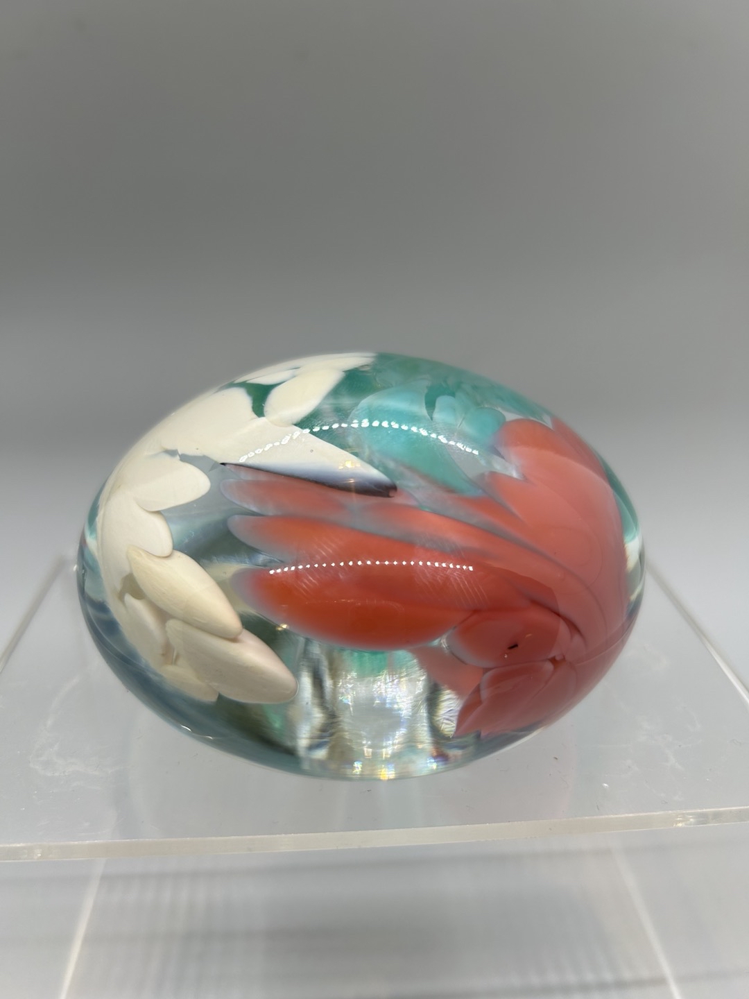 11 Paperweight - Teal/Cream/Pink - 3x2