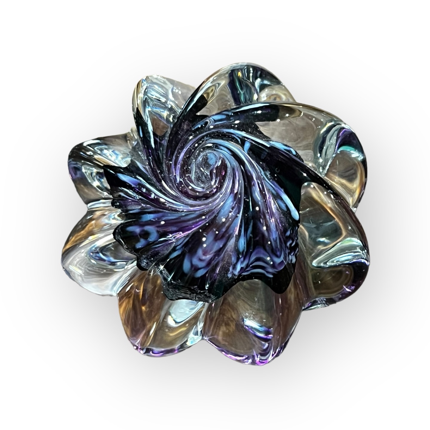 #16 - Thames Signed Purple Swirl Paperweight 3”