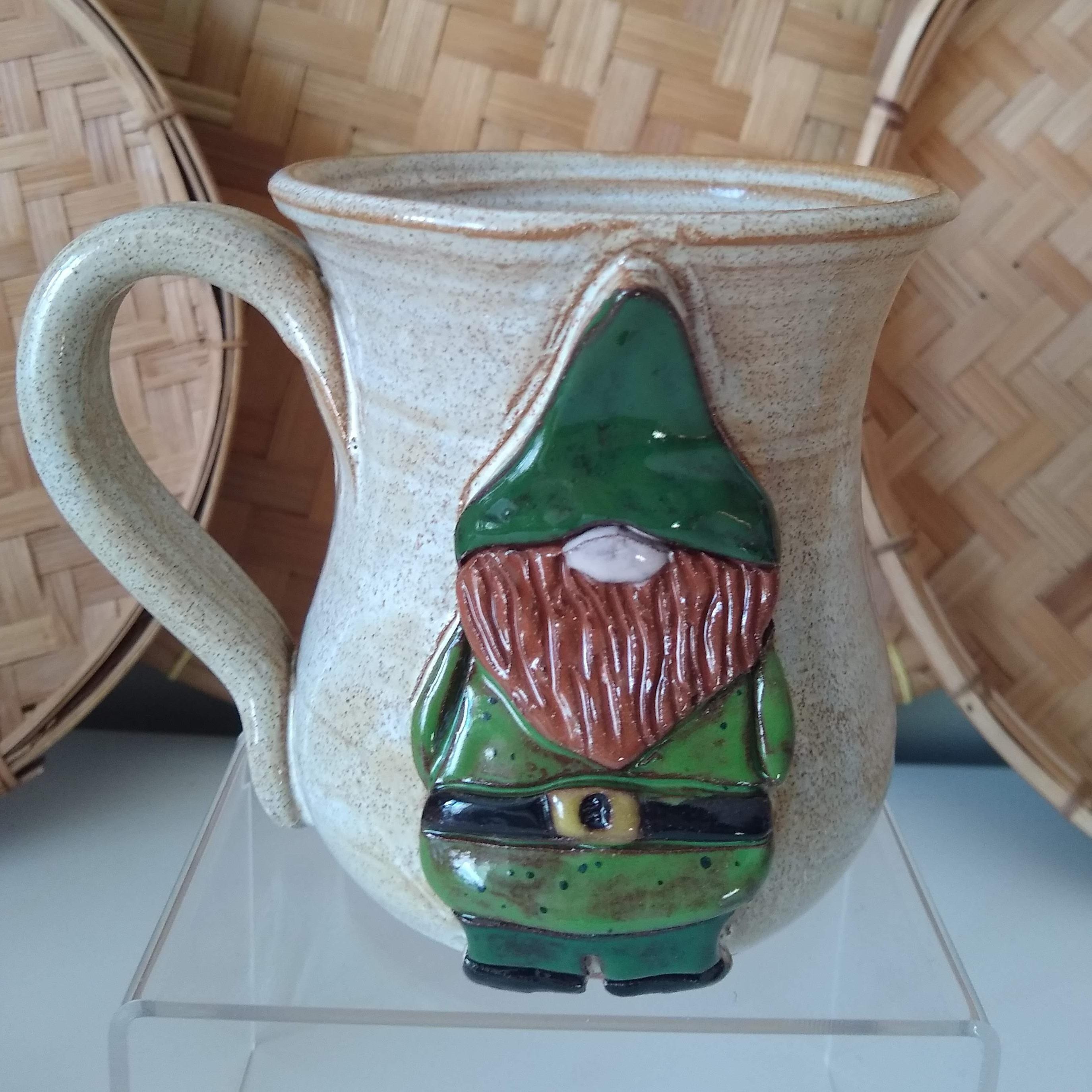 Mudworks USA Pottery Handmade Mug with Green Gnome and surprise ...