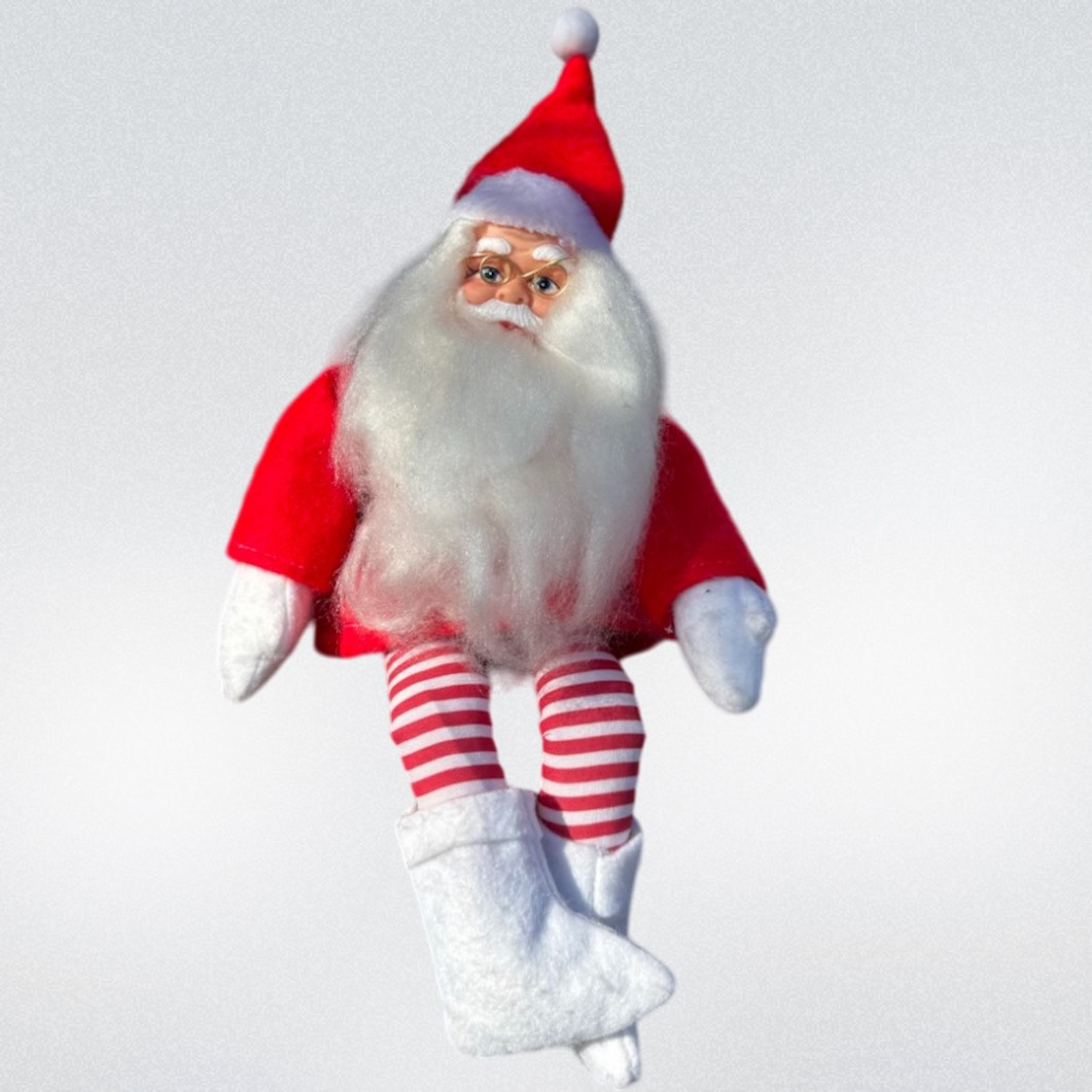 Vintage Bendable Knee Hugger Santa Shelf Sitter