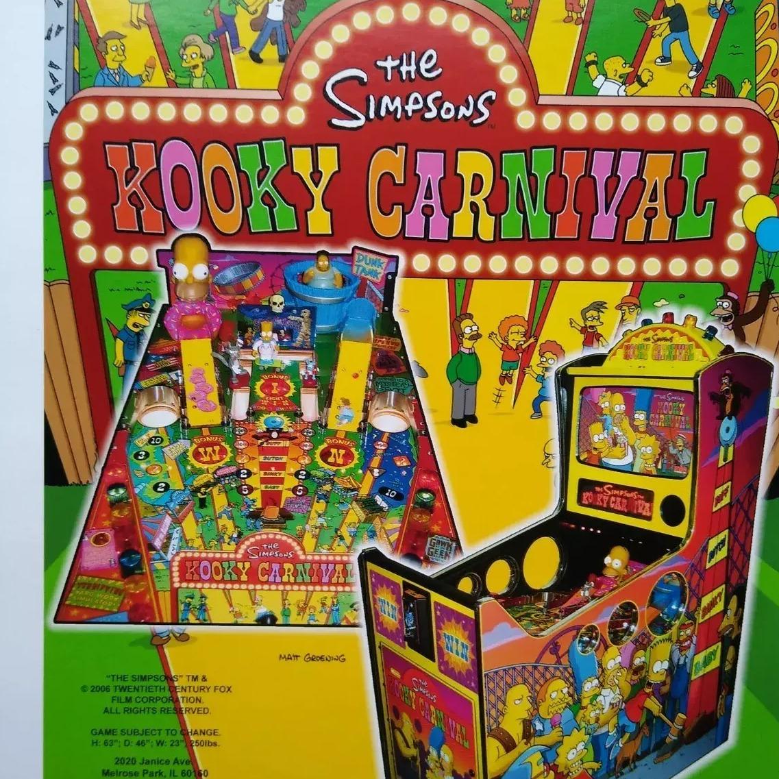 The Simpsons Kooky Carnival Pinball Arcade Game Flyer Original 2006 ...