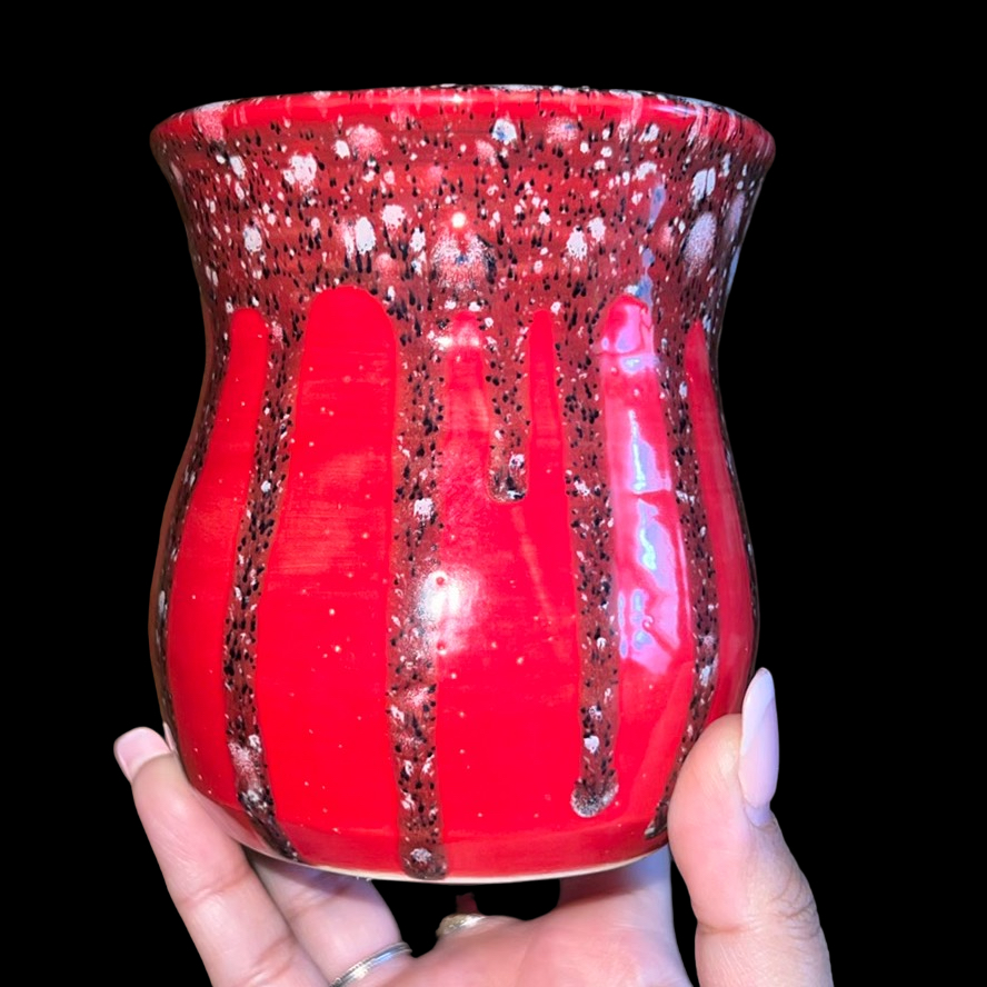 Signed Drip Glaze Red Art Pottery Vase