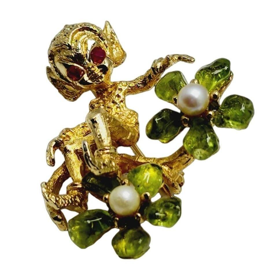 Vintage Signed Swoboda Devil Semi Precious Brooch (A929)