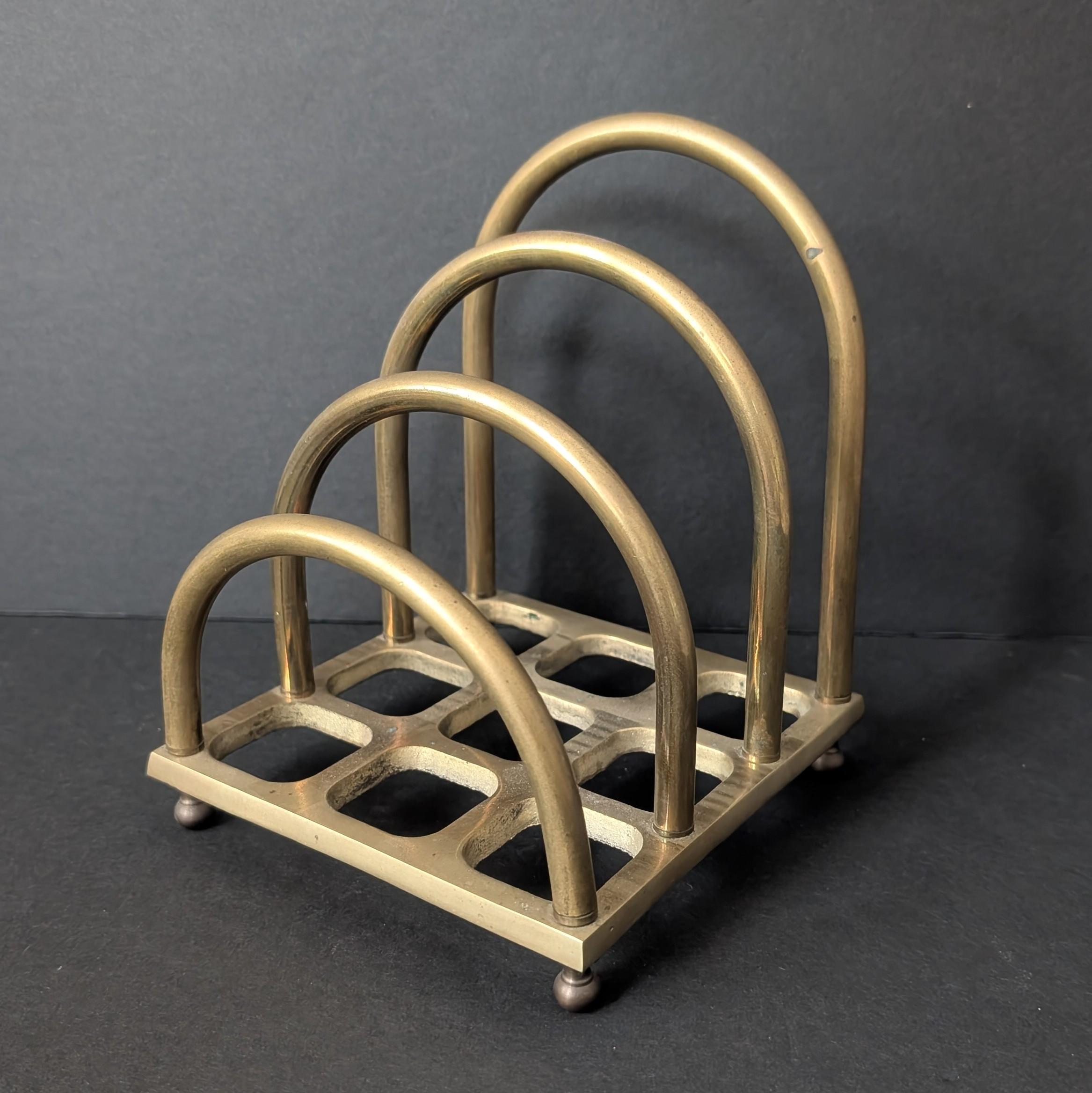 Vintage Brass Letter Holder File Organizer Desk Accessory