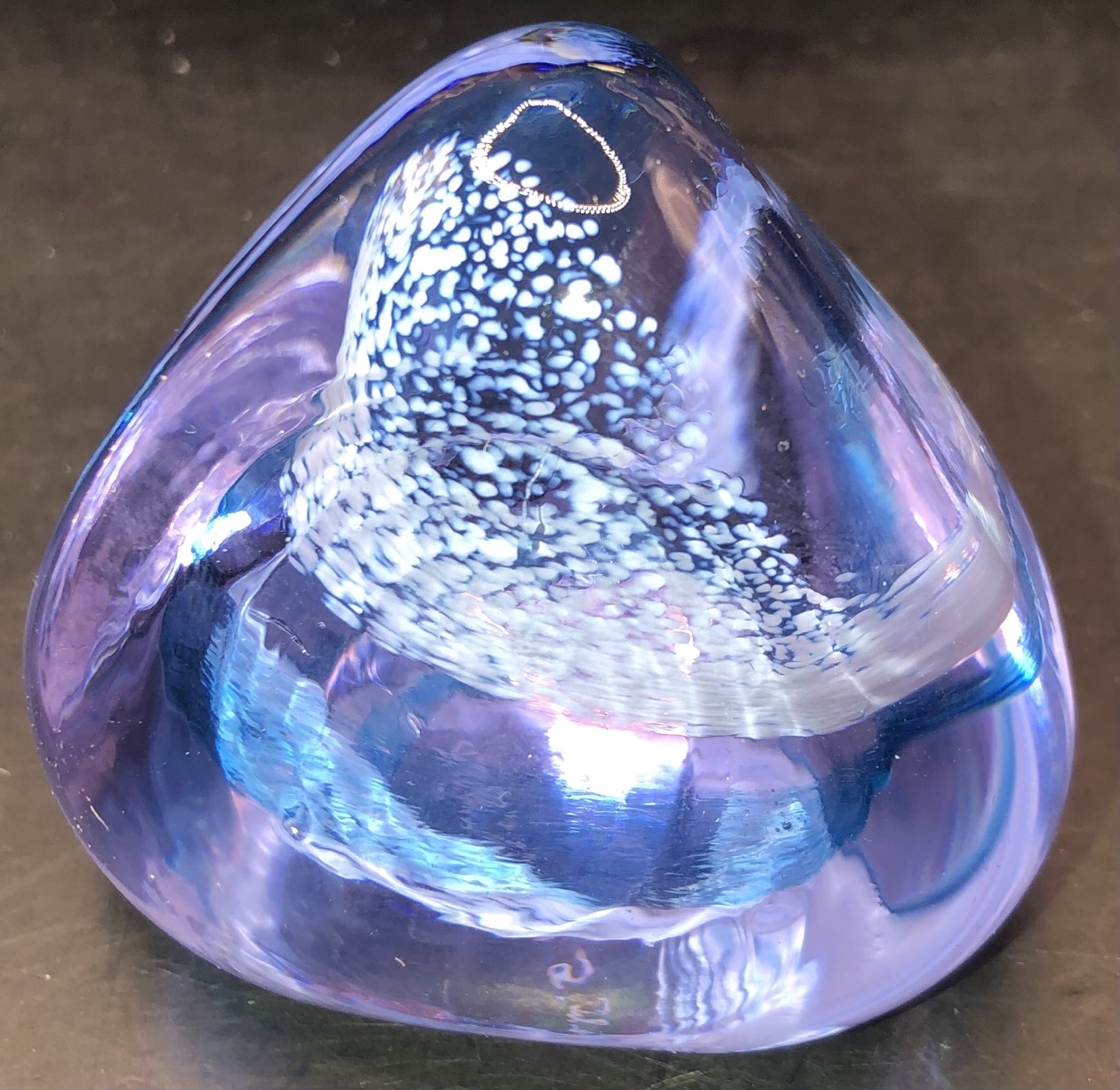 #07 - Vintage Caithness Paperweight- Pebble blue and purple