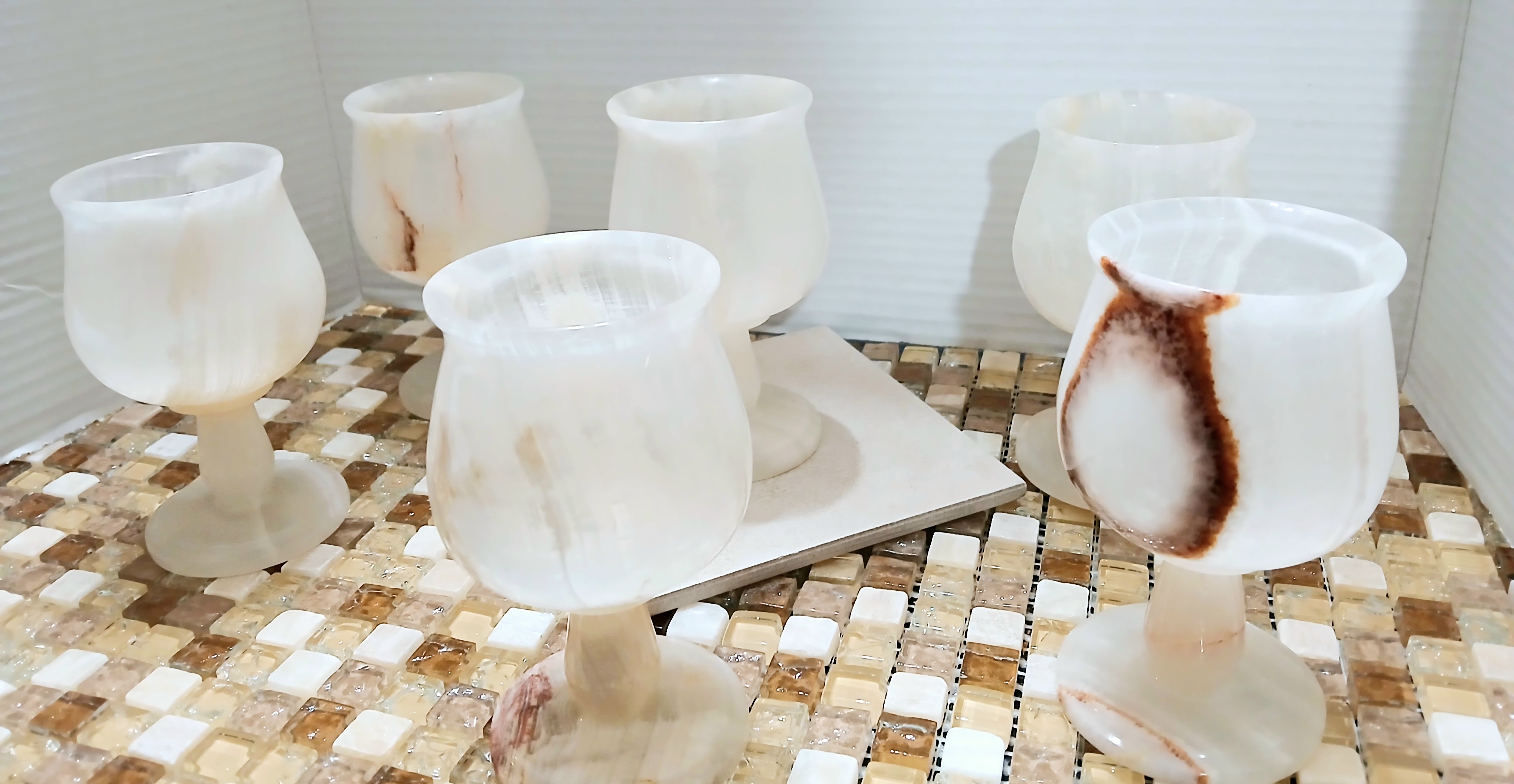 Onyx Marble Goblets Set of 6. 5x3