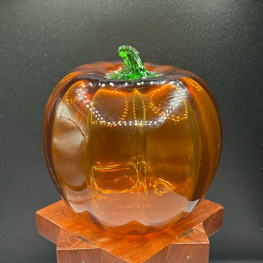 Large Vintage Amber Glass Blenko Pumpkin