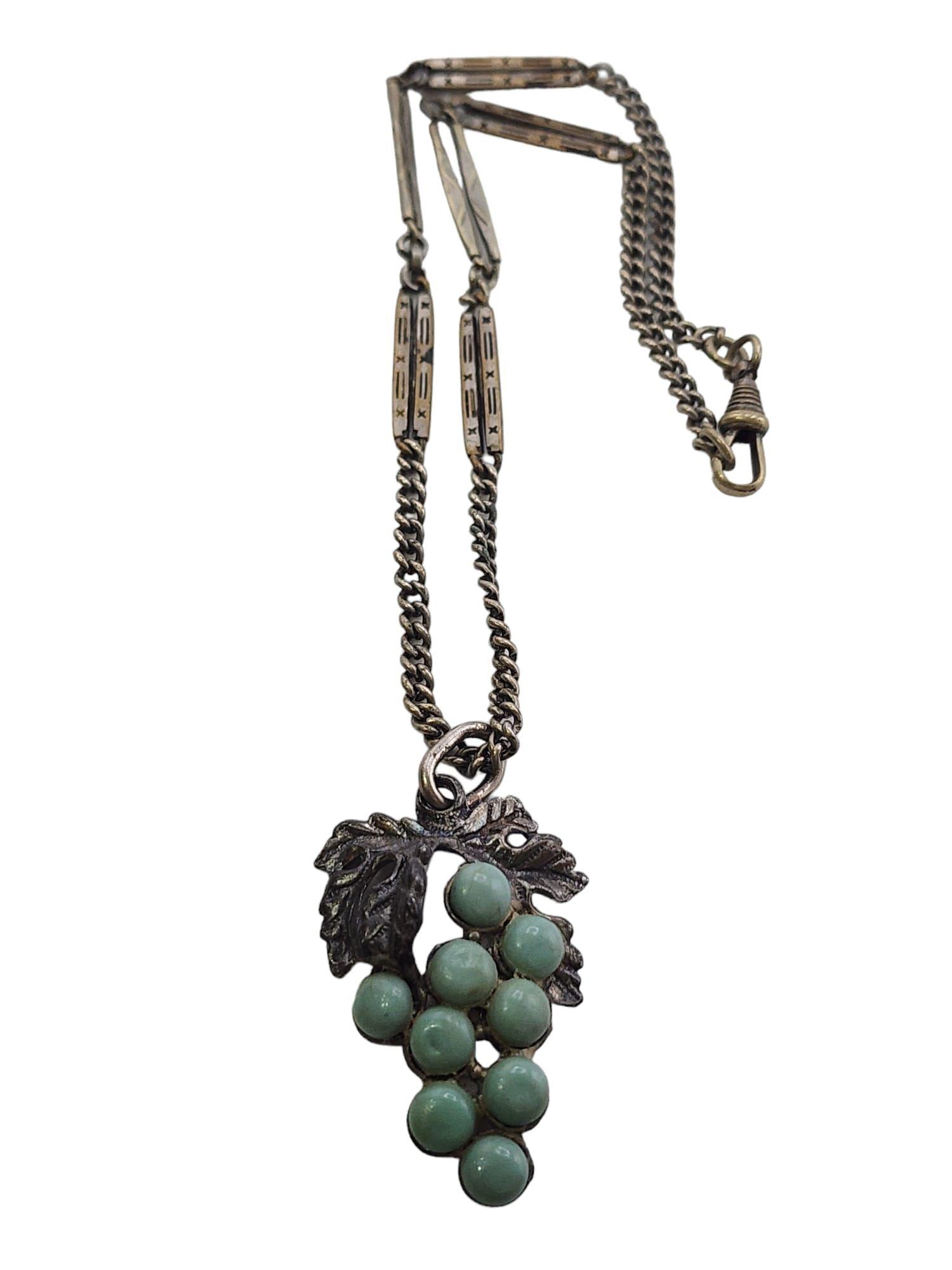 Unique Victorian Watch Fob Chain with Pot Metal Grape Pendant (A4896)