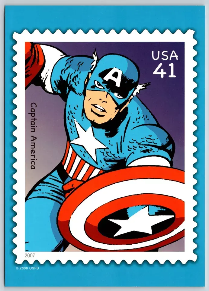 Postcard Captain America Jumbo Super Heroes Marvel Comics Stamp Image ...