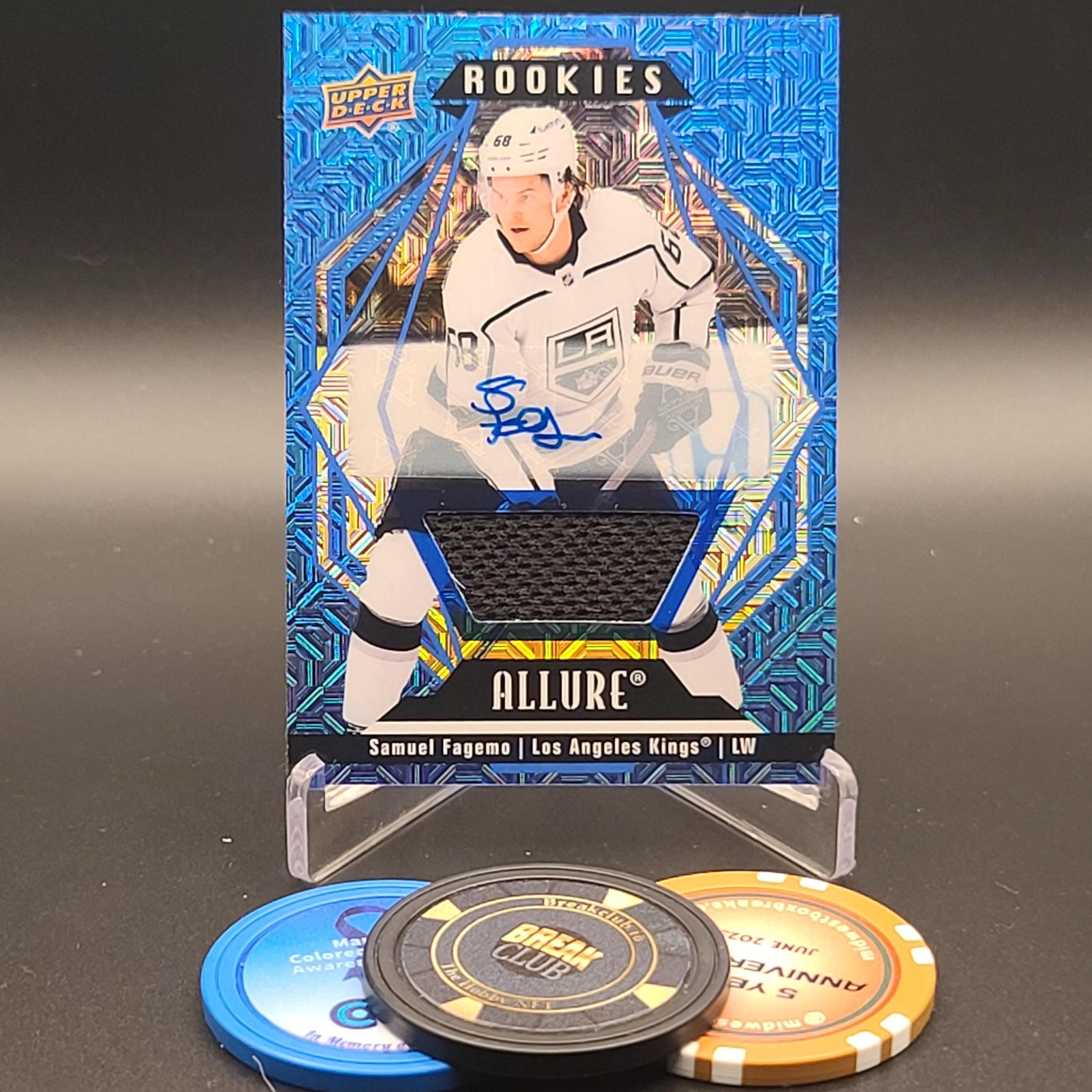 Samuel Fagemo Rookie Auto 2022-23 Upper Deck Allure Hockey Blue Line ...