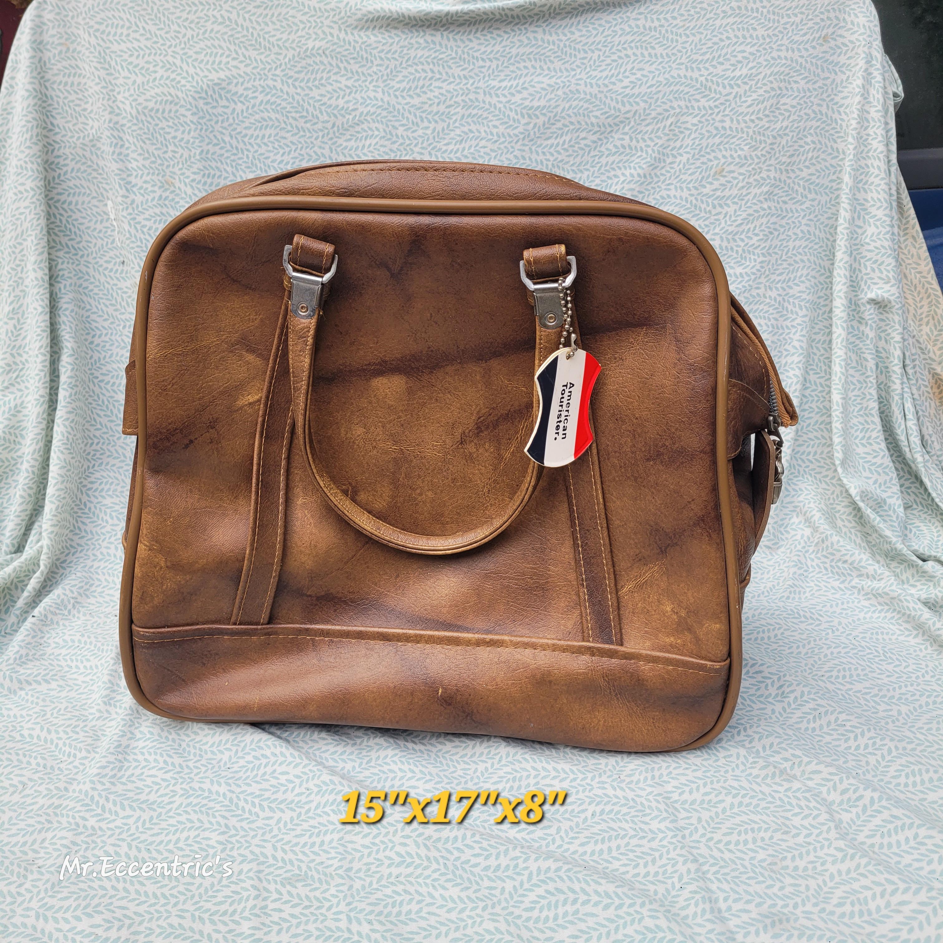 Vintage American Tourister Overnighter Brown Faux Leather Travel Bag ...