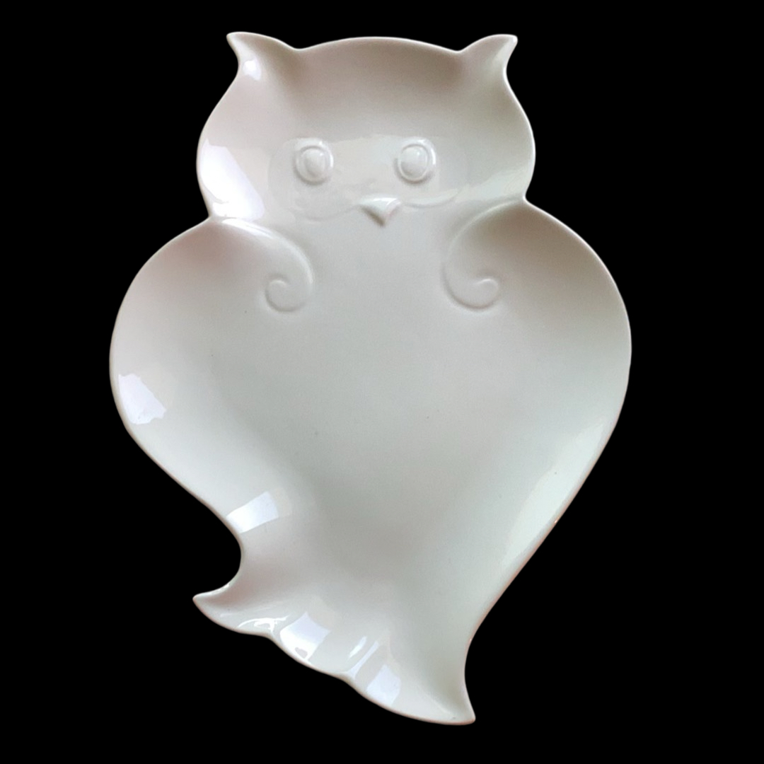 Spooky White Owl Ghost Plate