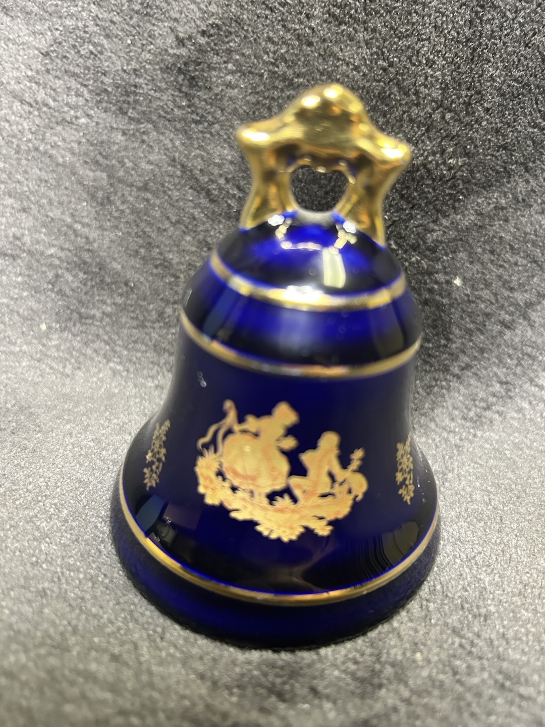 Limoges Castel Porcelain Cobalt Blue 22k Gold Bell Made in France