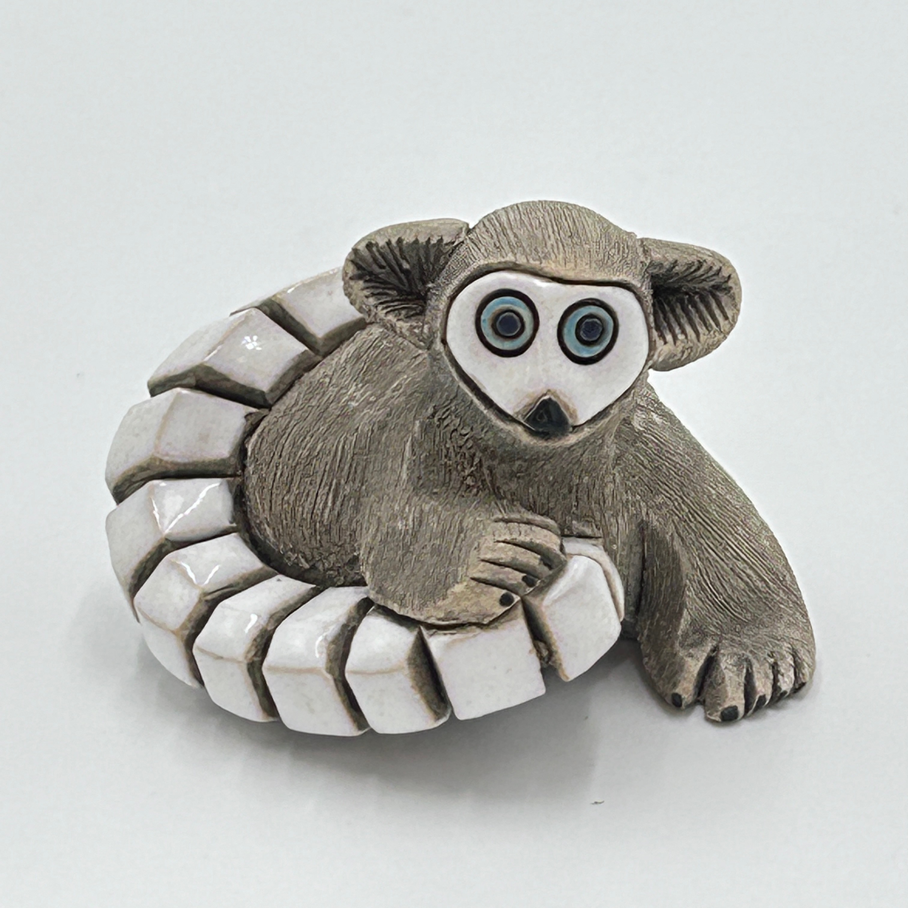 Vintage Artesania Rinconada Grey & White Lemur Figurine - Makers Mark