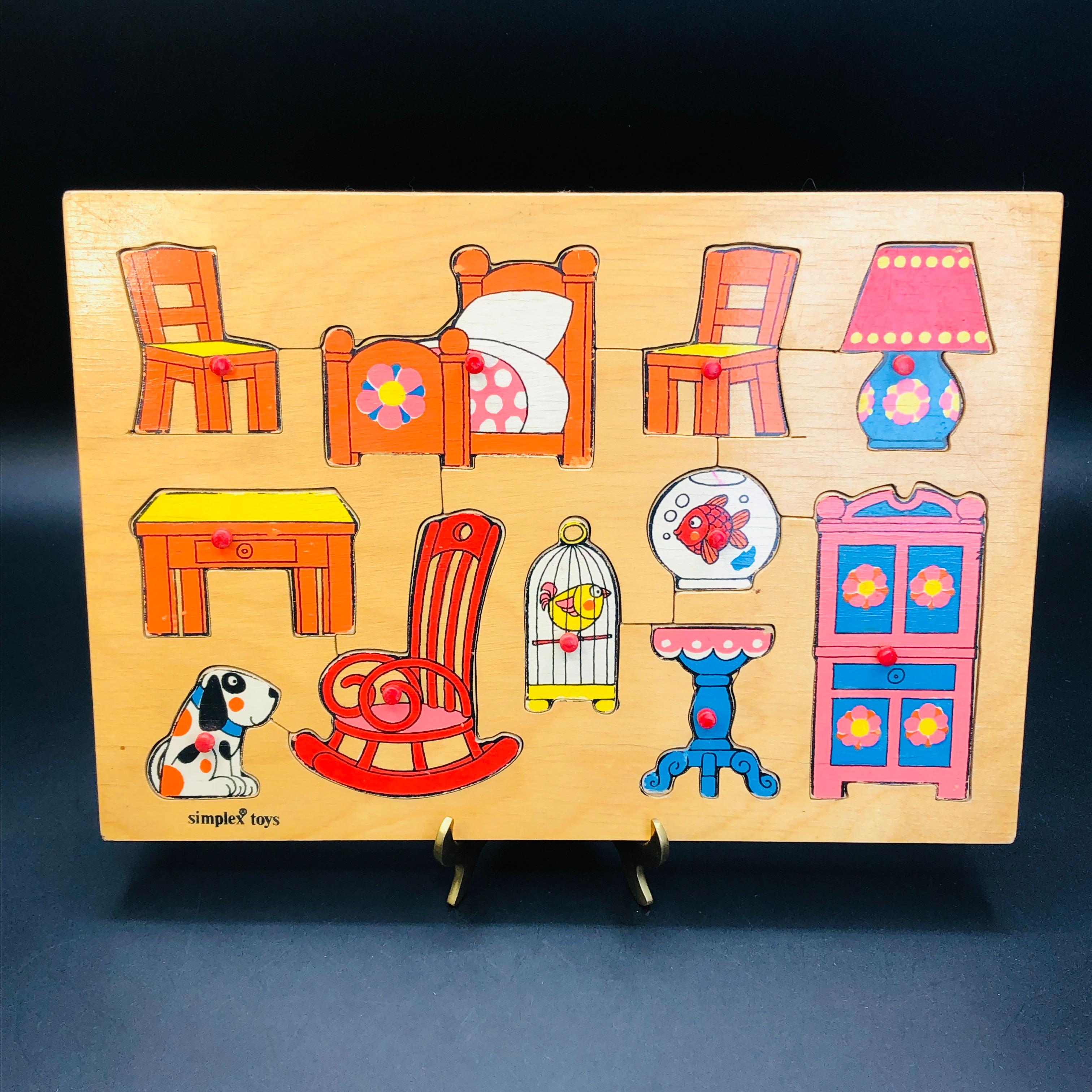 70s Simplex Toys Wooden Cutouts Puzzle Complete