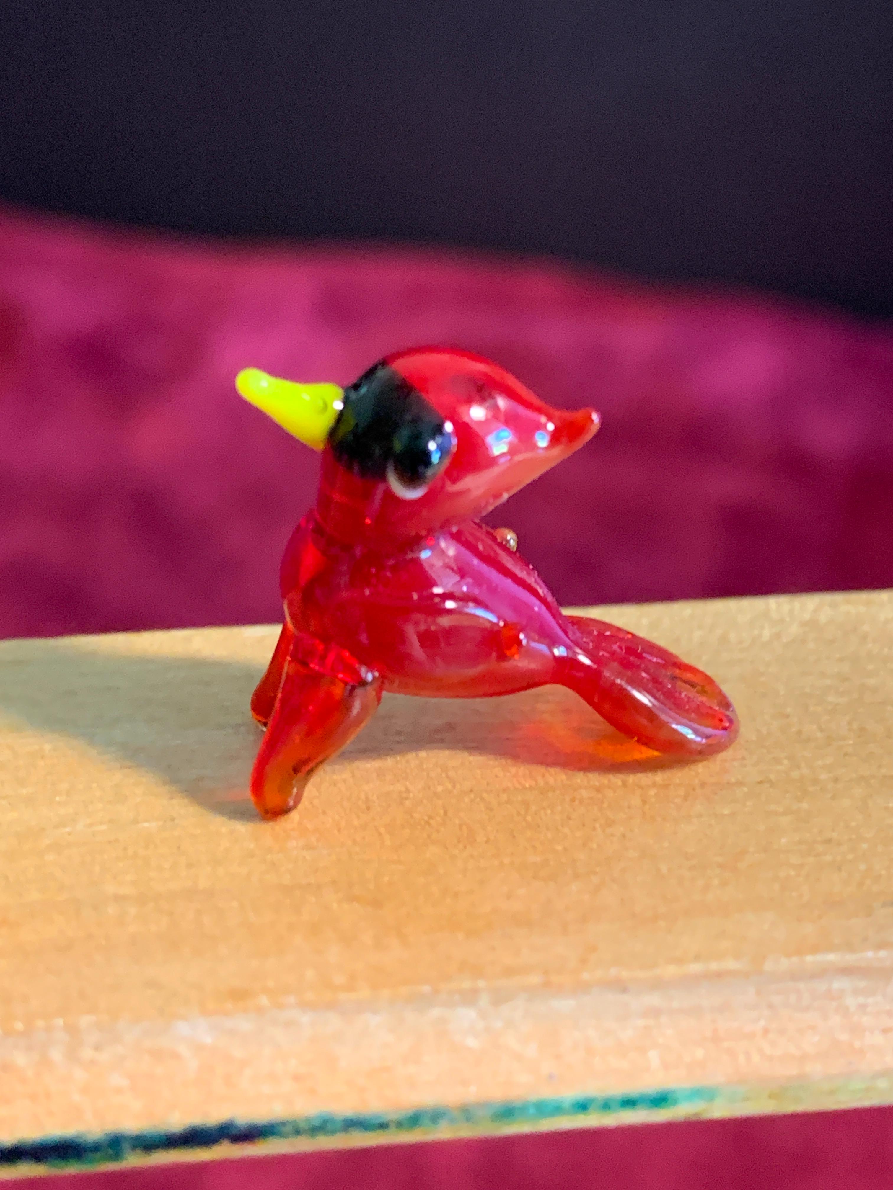 Tiny Glass Red Bird