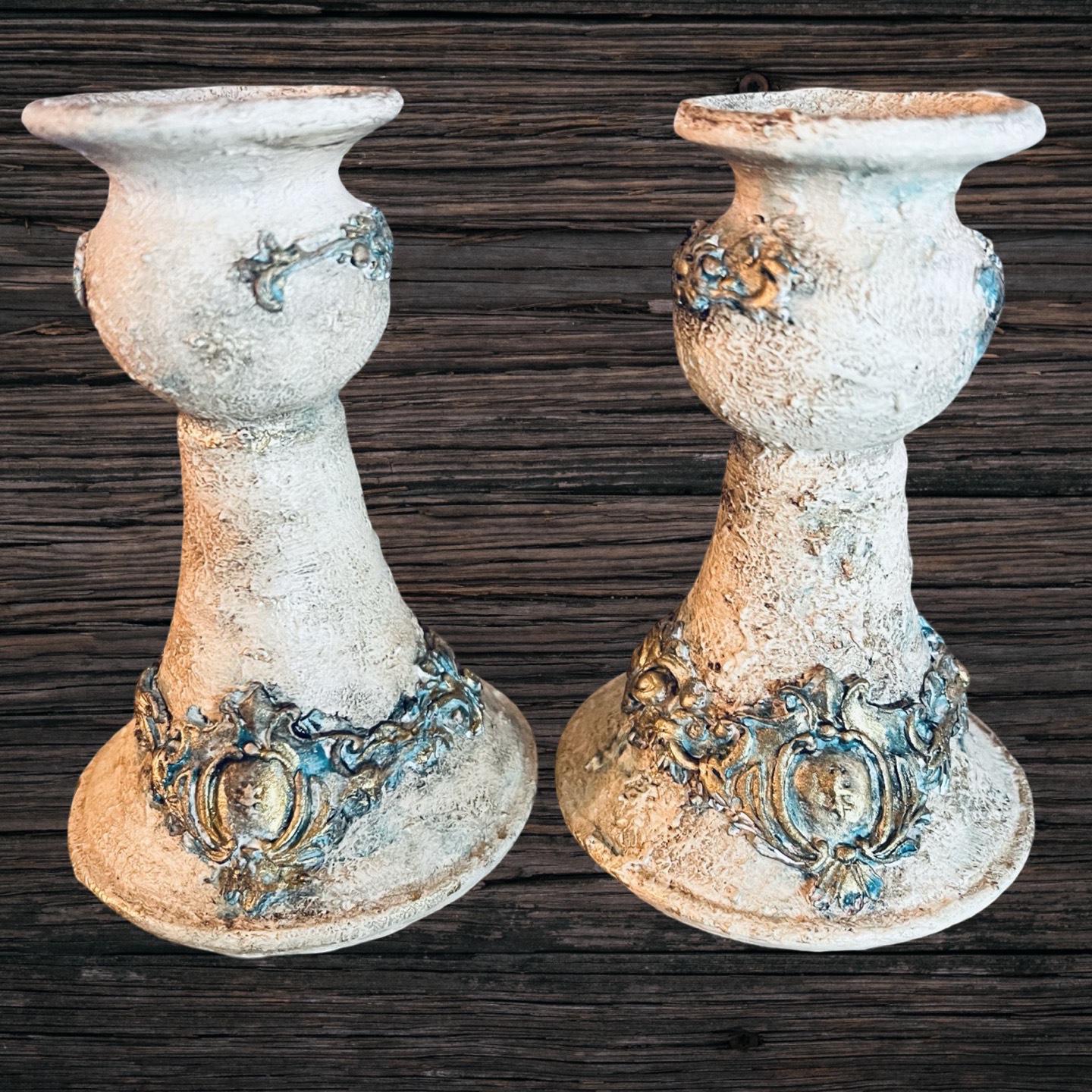 Vintage Ornate Plaster Candle Holders French Country Cottagecore Boho ...