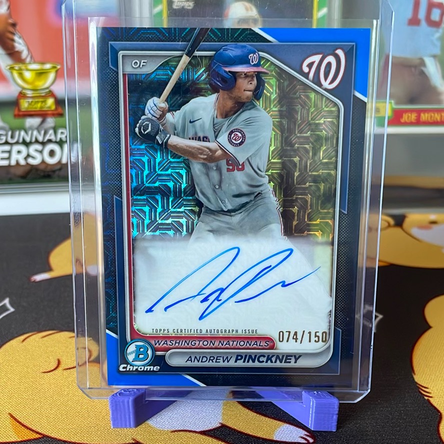 Andrew Pinckney 2024 Bowman Chrome Mega Box Prospect Auto Blue Mojo 74/ ...