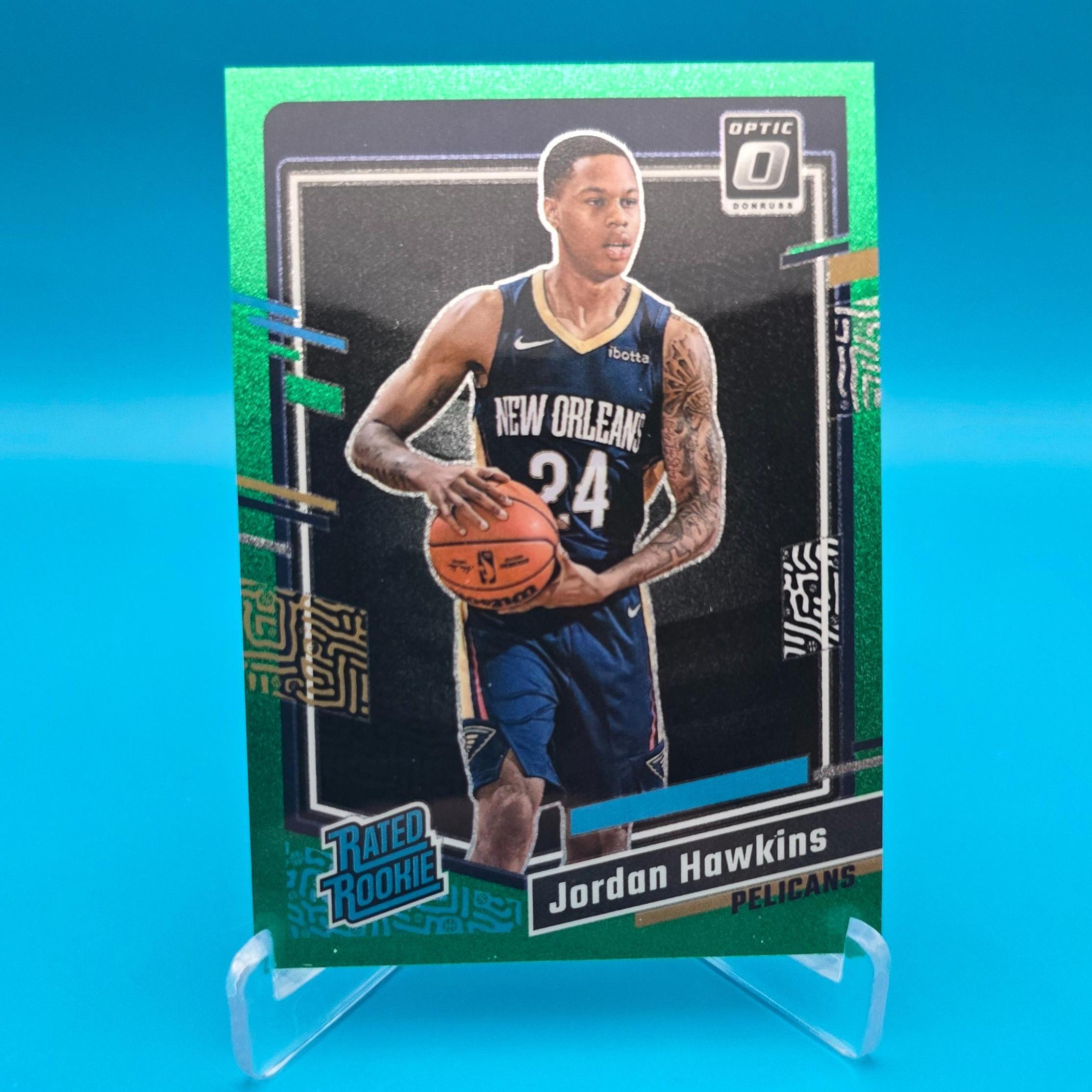 Jordan Hawkins 2023-2024 Panini Optic Rated Rookie Green Glitter 18/77 Basketball Card New ...