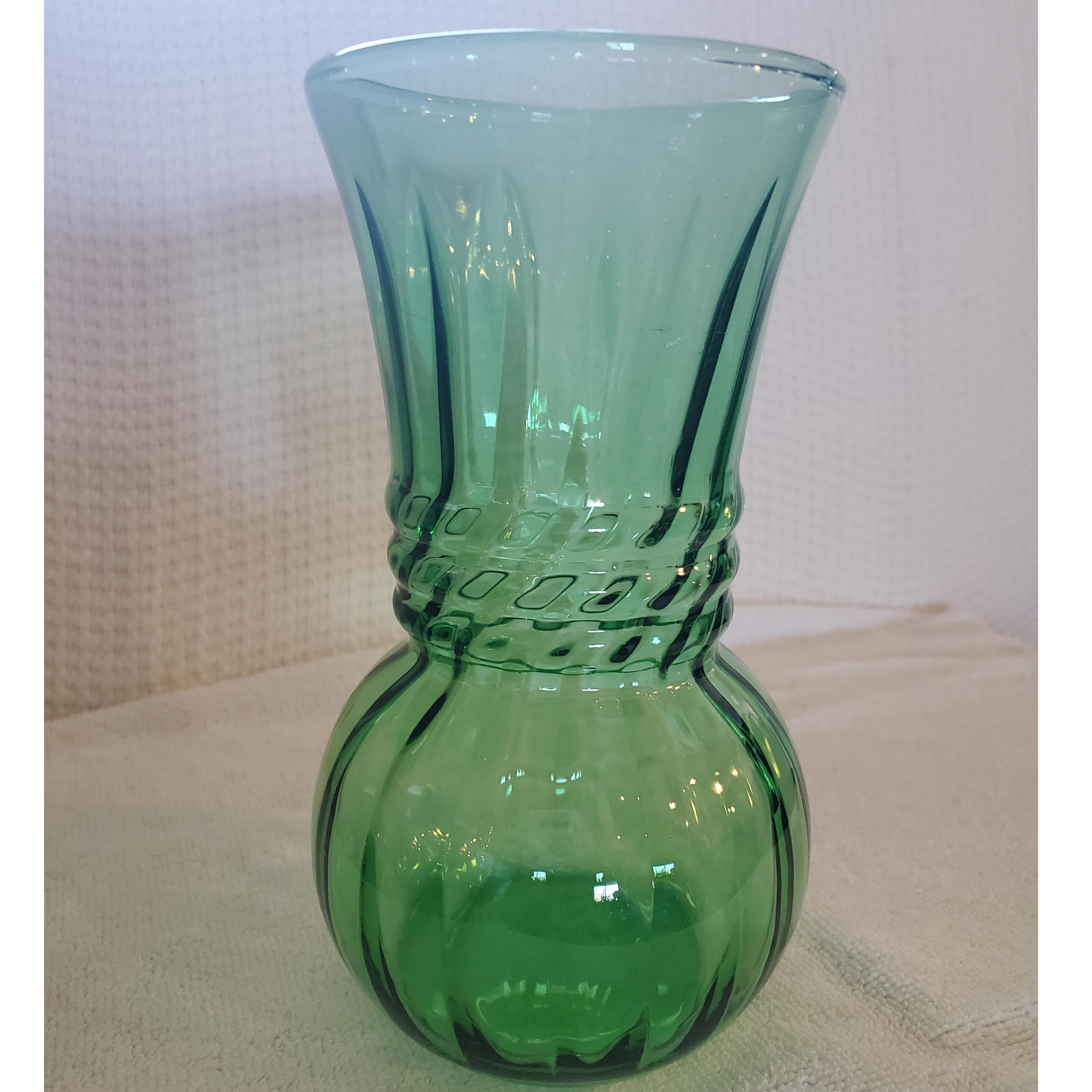 Vintage Anchor Hocking Green Glass Vase