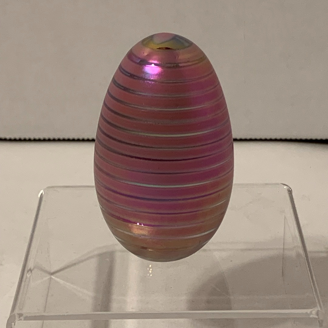 Mount St. Helens Iridescent Swirl Egg Paperweight