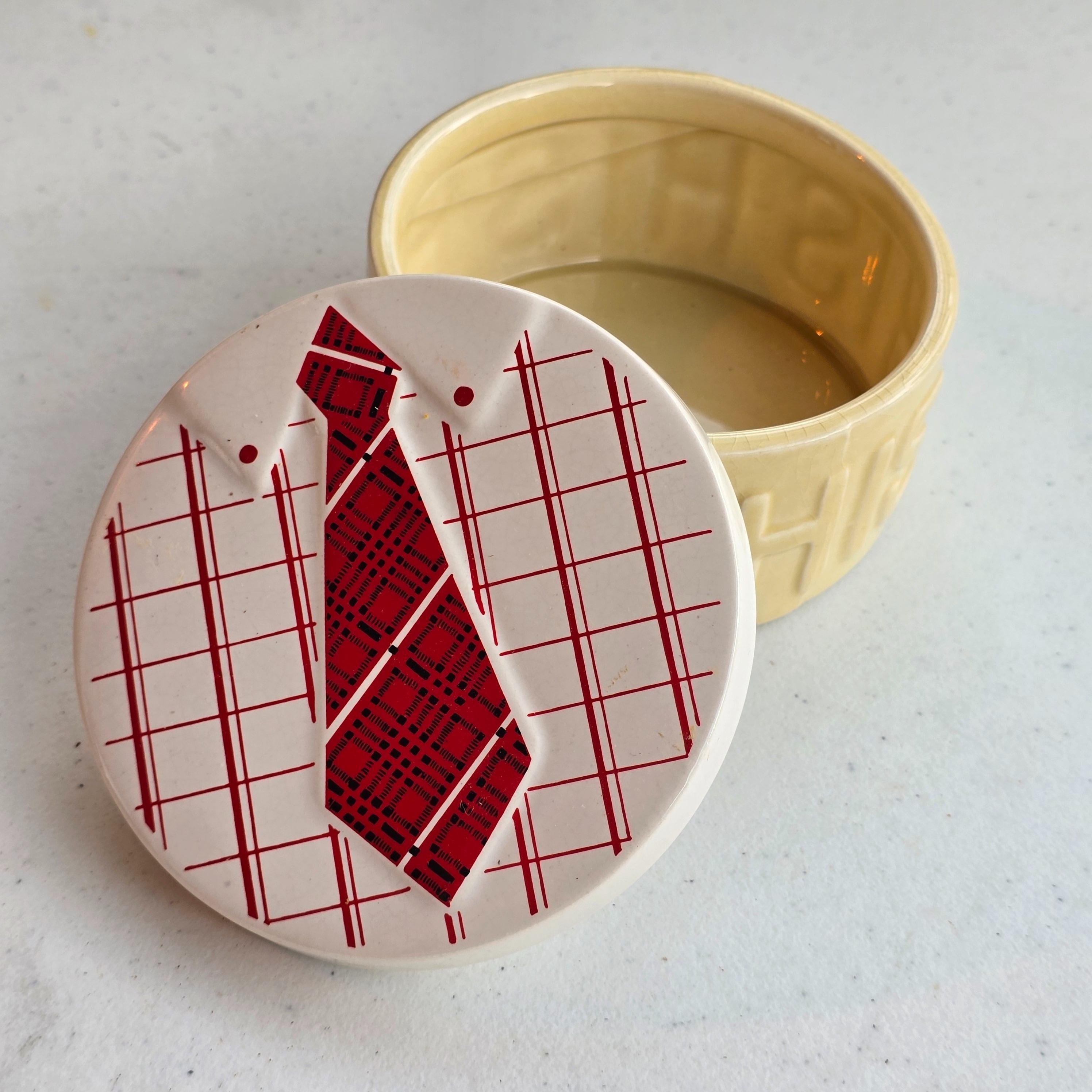 Vintage HIS Tie Ceramic Trinket Dresser Box Lidded Dish Japan Fathers ...